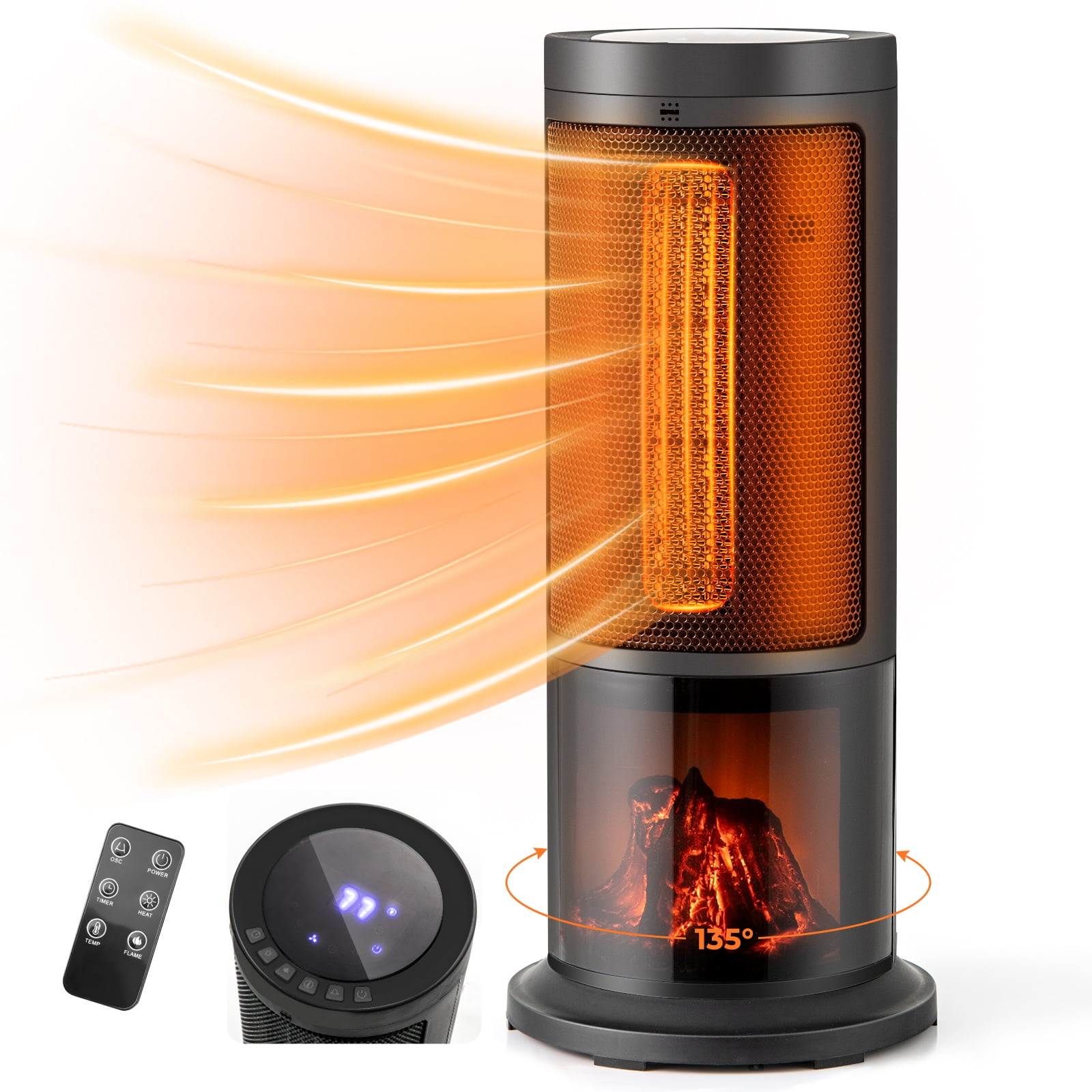 Giantex 17" Space Heater, 1500W Portable Tower Heater w/12H Timer ...