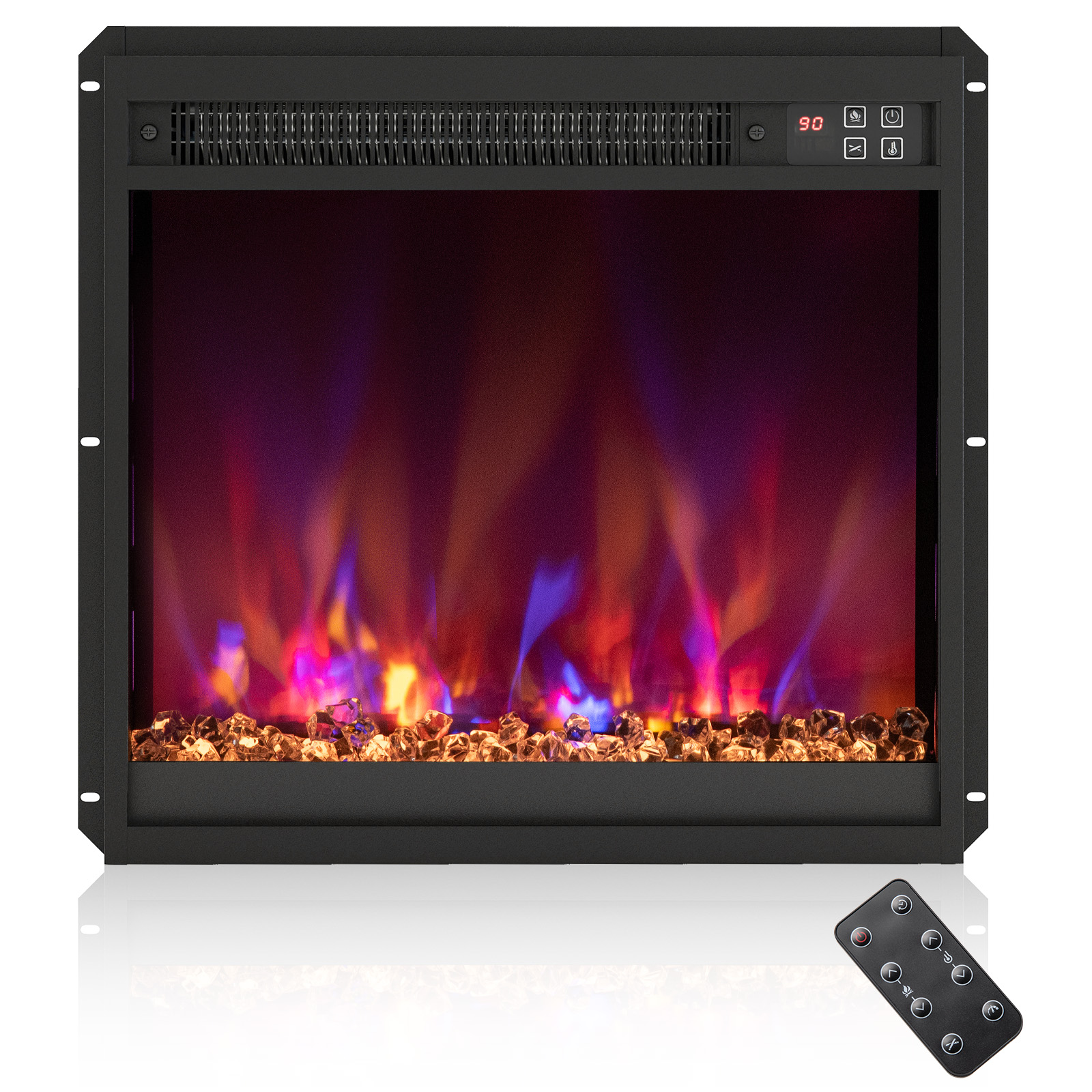 Giantex 18" Electric Fireplace Insert, 1500W Recessed Fireplace Heater ...