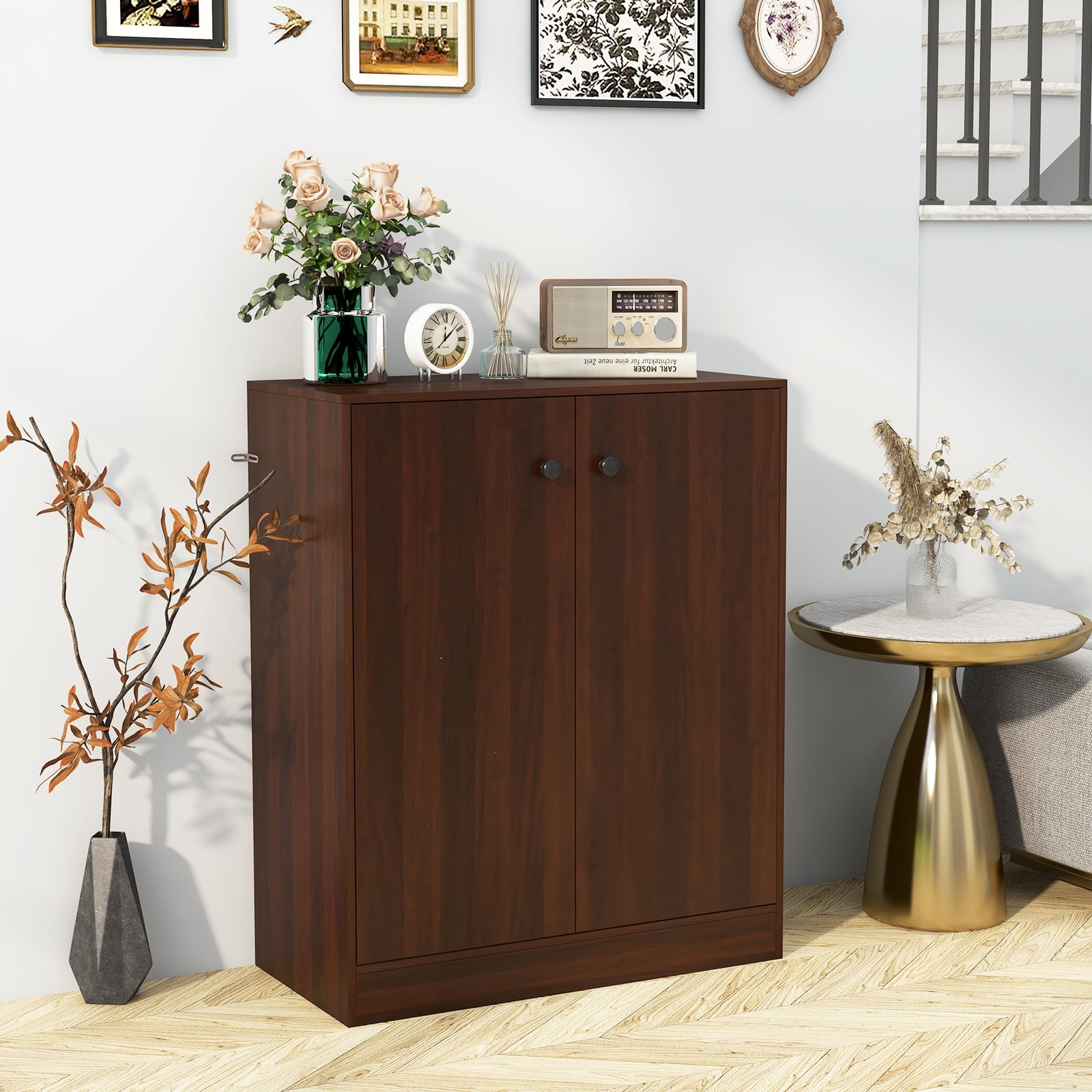 Giantex 2 Door Storage Base Cabinet, Freestanding Floor Cabinet ...
