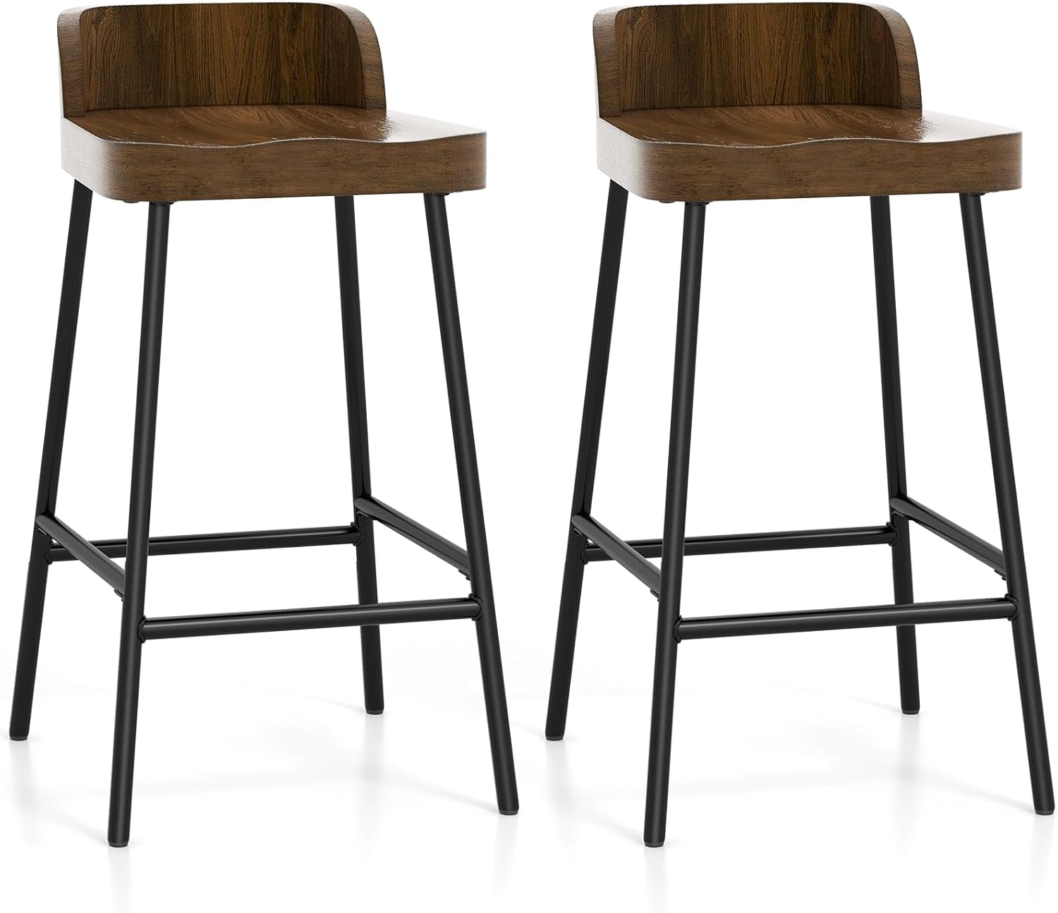 Giantex 24.5'' Bar Stools Set of 2, Counter Height Bar Stools with Low ...