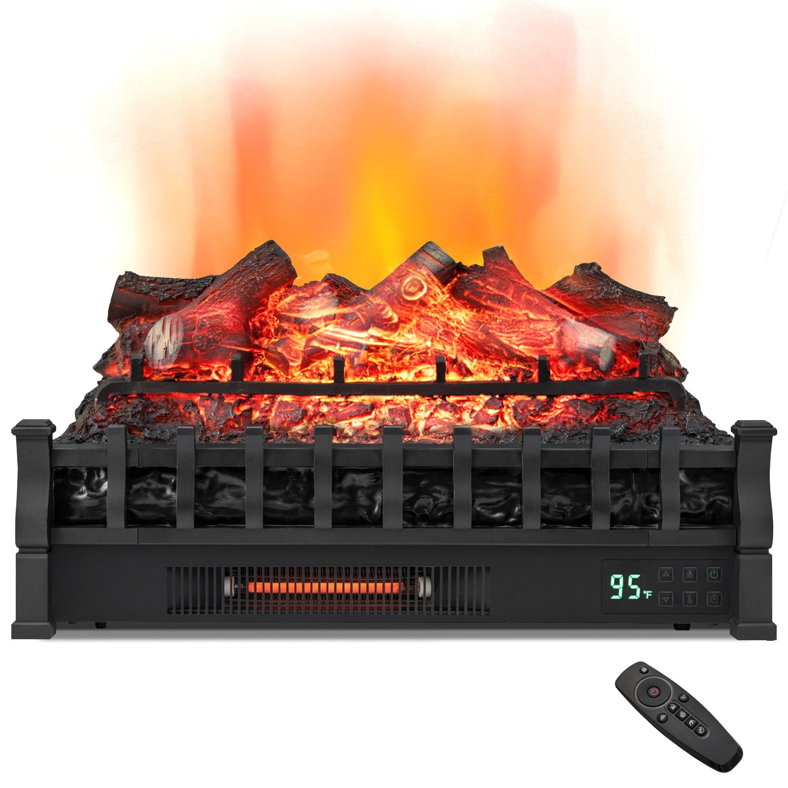 Giantex 26" Electric Fireplace Log Heater, 1500W Infrared, 5 Flame ...