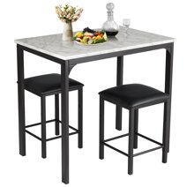 Winsome Wood Halo 3-Pc Pub Set, Glass Inset Table & 2 V-Back Bar Stools ...