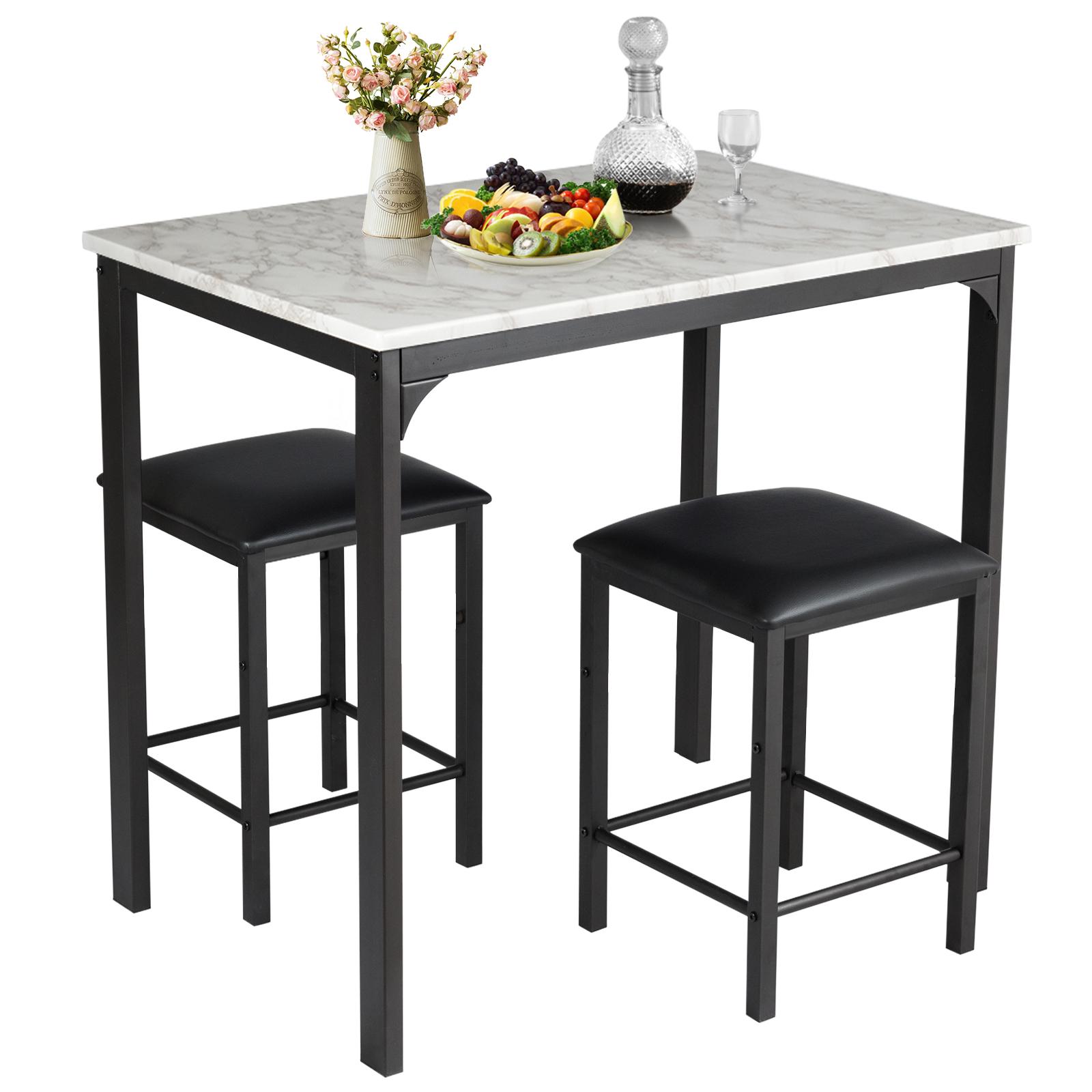 Winsome Wood Halo 3-Pc Pub Set, Glass Inset Table & 2 V-Back Bar Stools ...