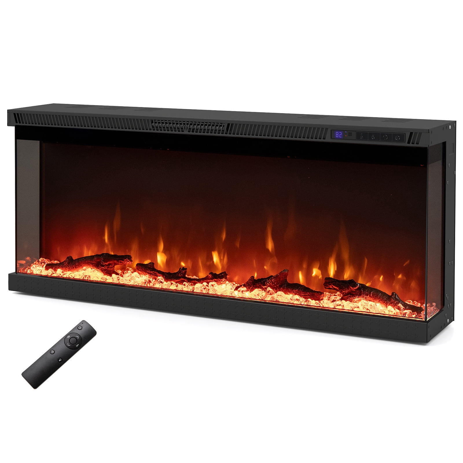 Giantex 3 Sided Electric Fireplace, 40" Wall-Mounted Fire Place Heater ...