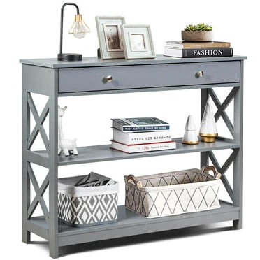 Costway 3-Tier Slim Hallway Entryway Storage Shelf Console Table with ...