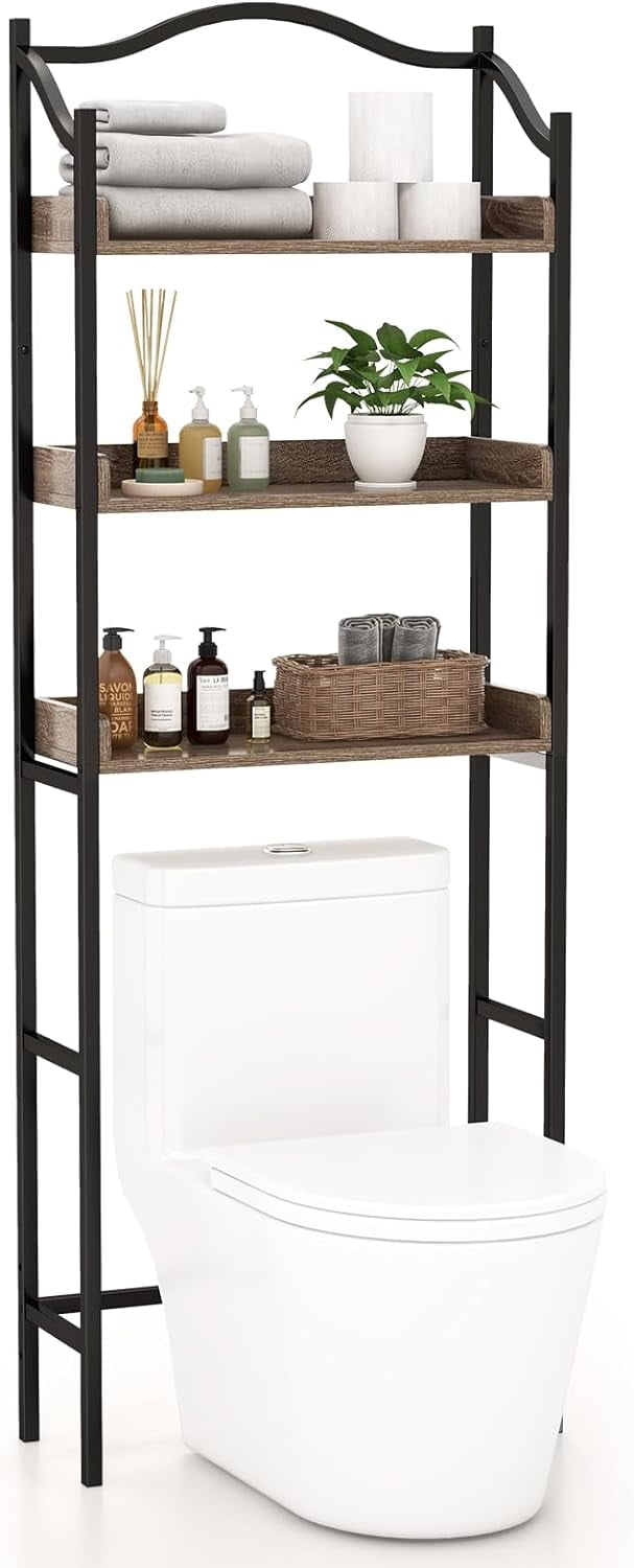 Giantex 3-Tier Over-The-Toilet Rack, Freestanding Bathroom Space Saver ...