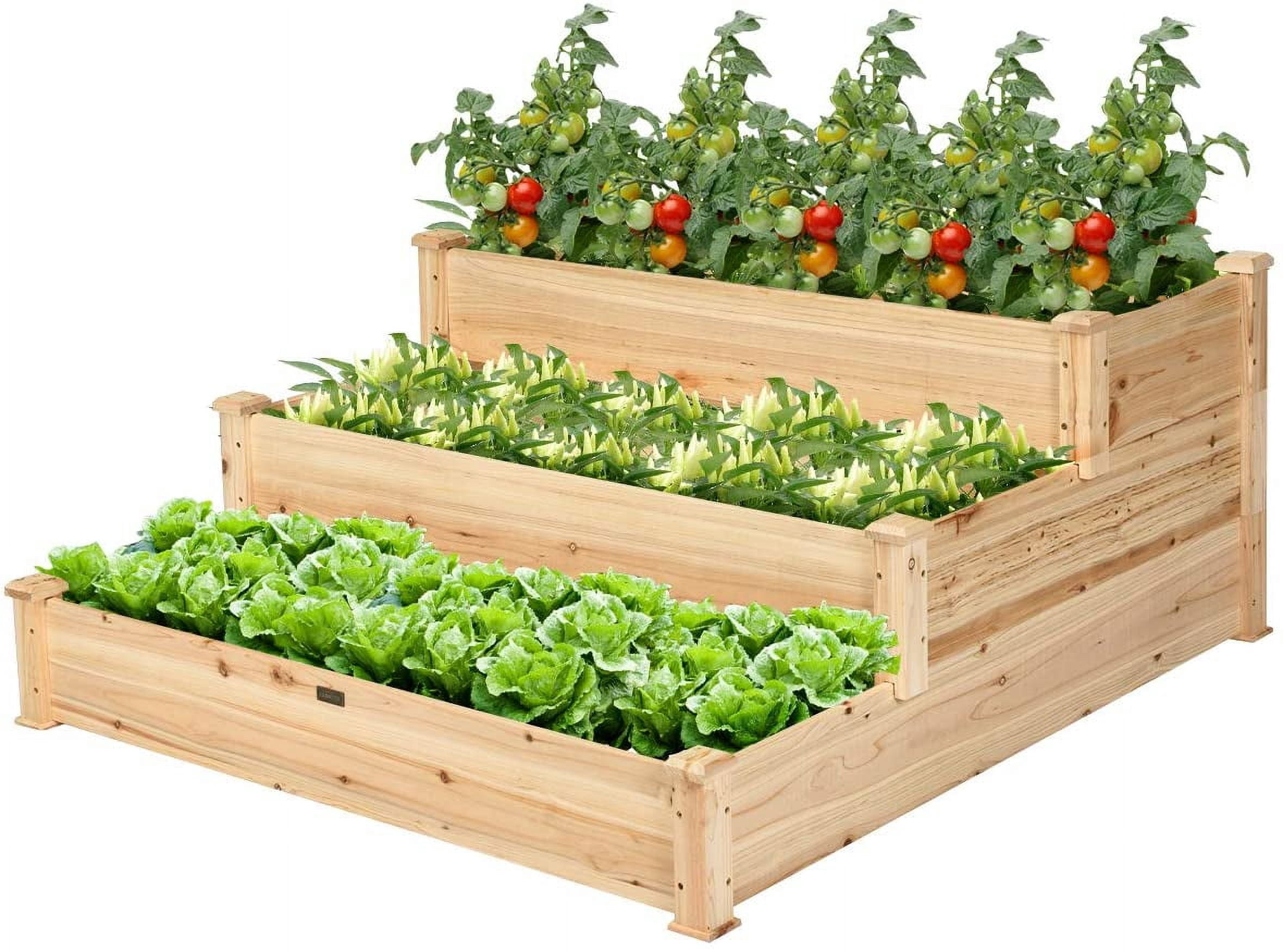 Giantex 3 Tier Raised Garden Bed, Outdoor Planter Box Vegetable Flowers ...