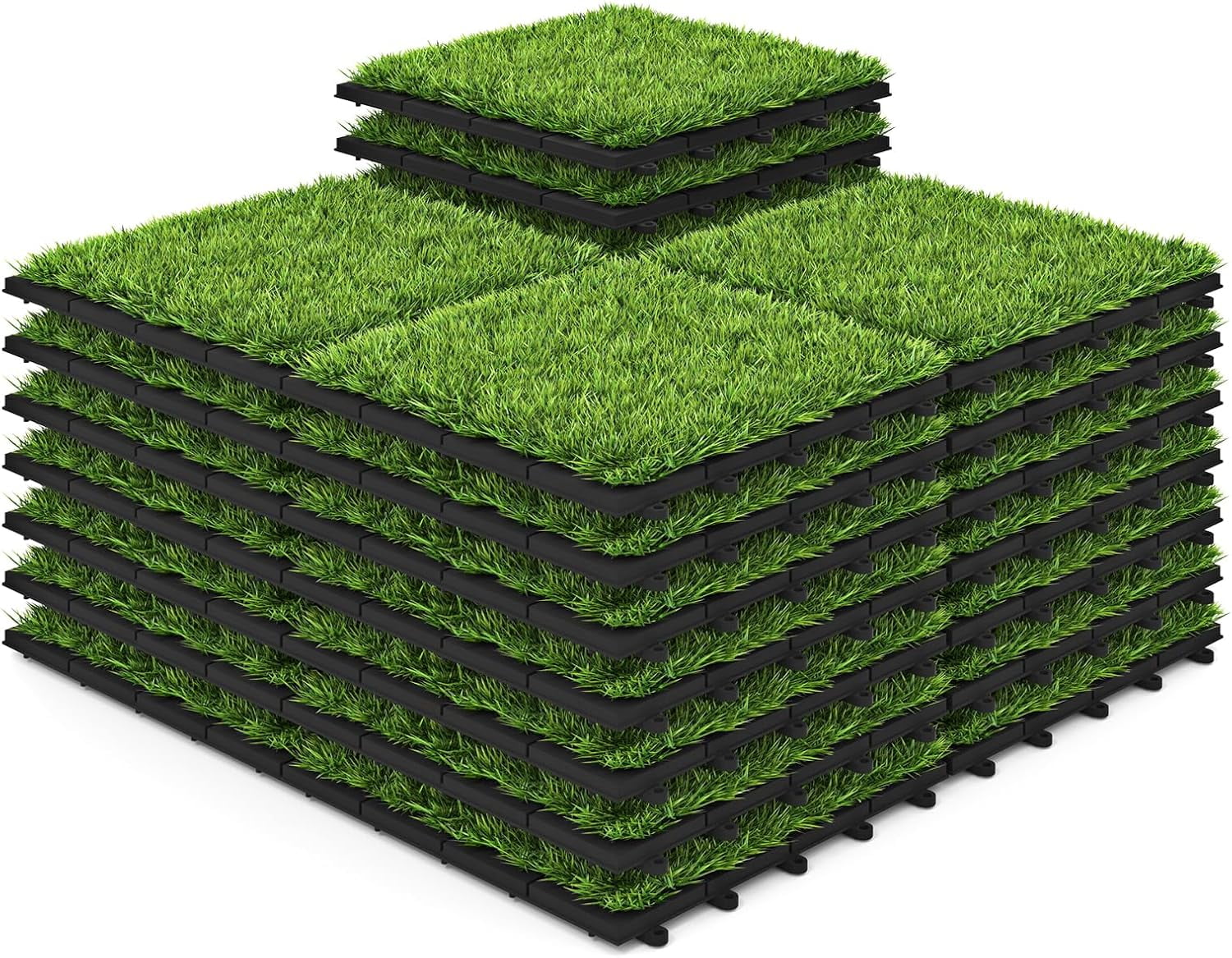 Giantex 30 Pack Interlocking Artificial Grass Tiles, 12" x 12" Fake ...