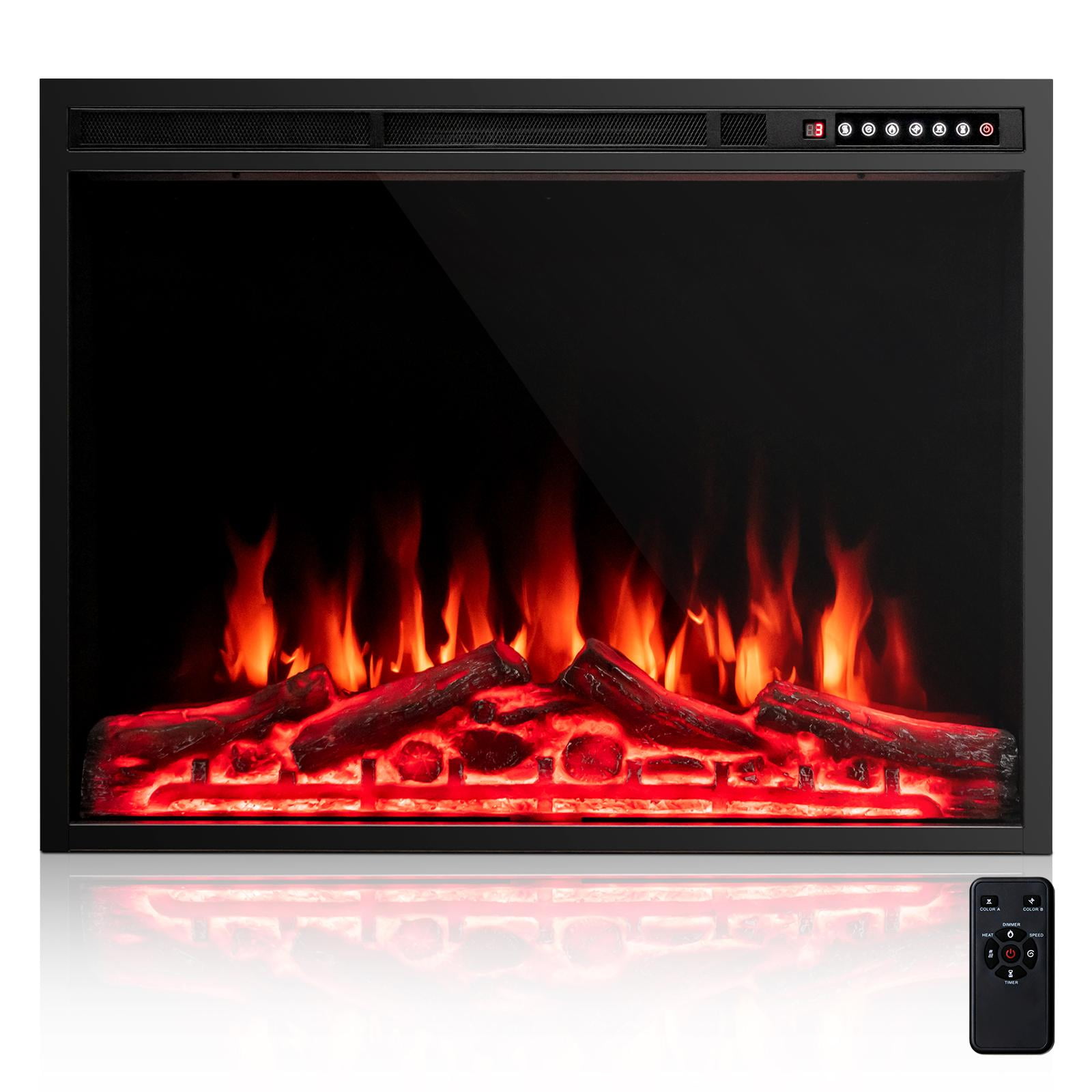 Giantex 34/37 Inches Electric Fireplace, Wall-Mounted & Recessed ...