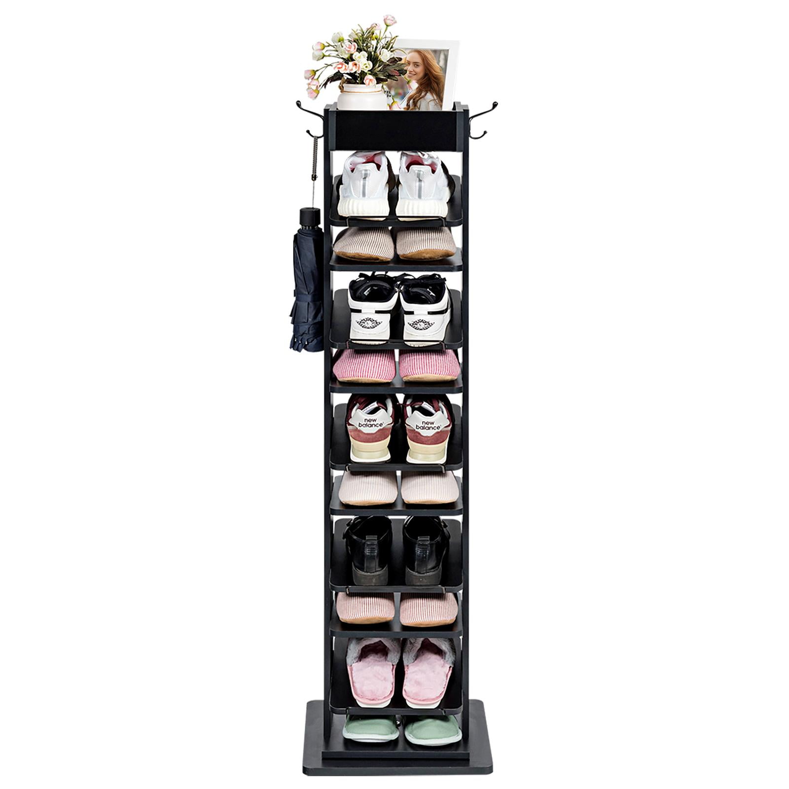Giantex 360° Free Rotating 10-Tier Shoe Rack, Vertical Wood Shoe ...