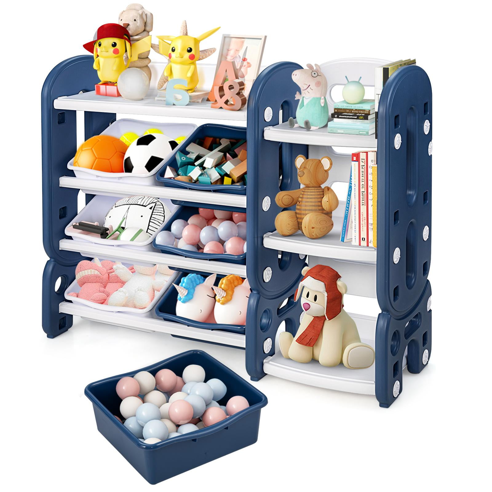 Giantex 4-Tier Kids Toy Storage Organizer, 2-in-1 Toddler Furniture ...