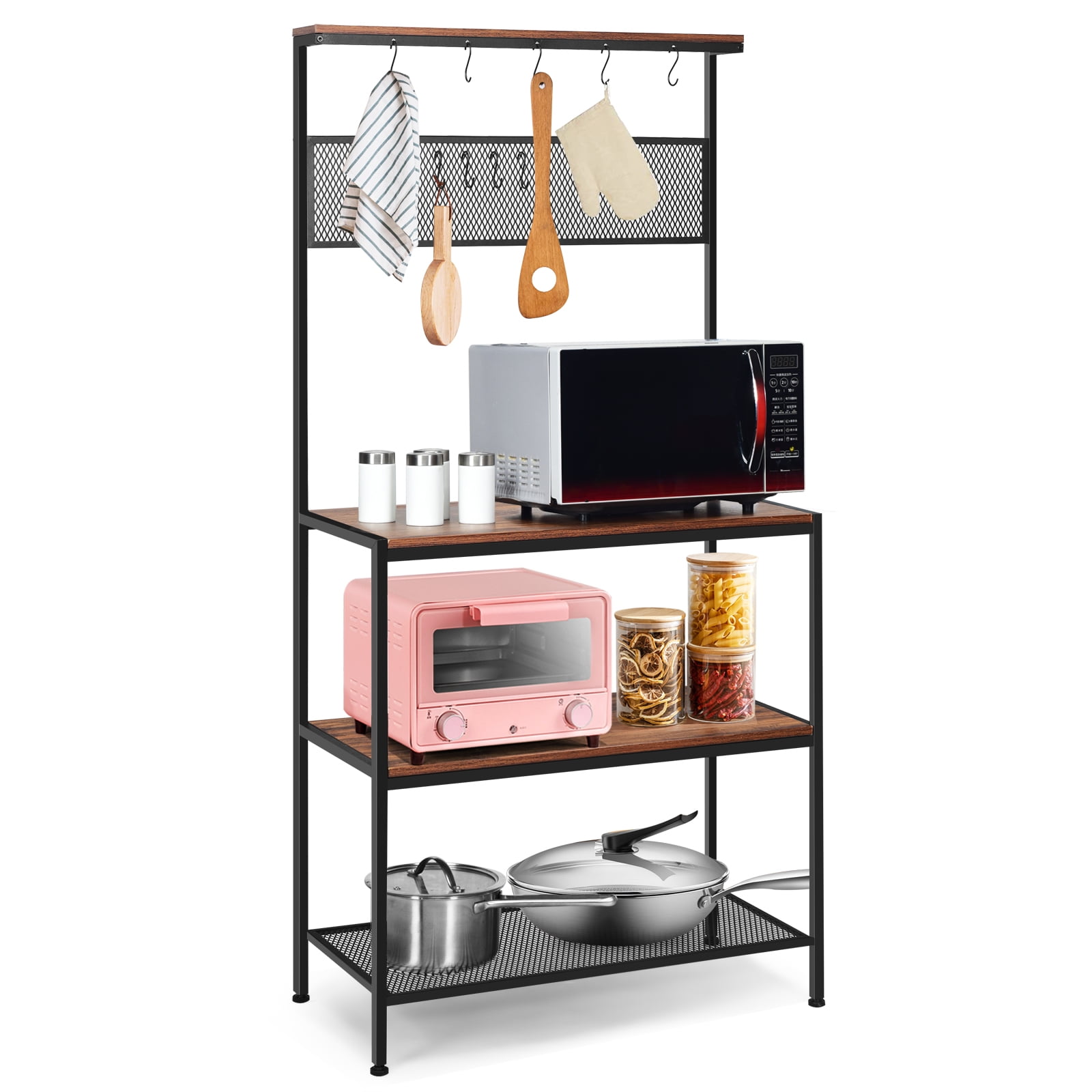 Giantex 4-Tier Kitchen Baker's Rack, Industrial Utility Storage Shelf ...