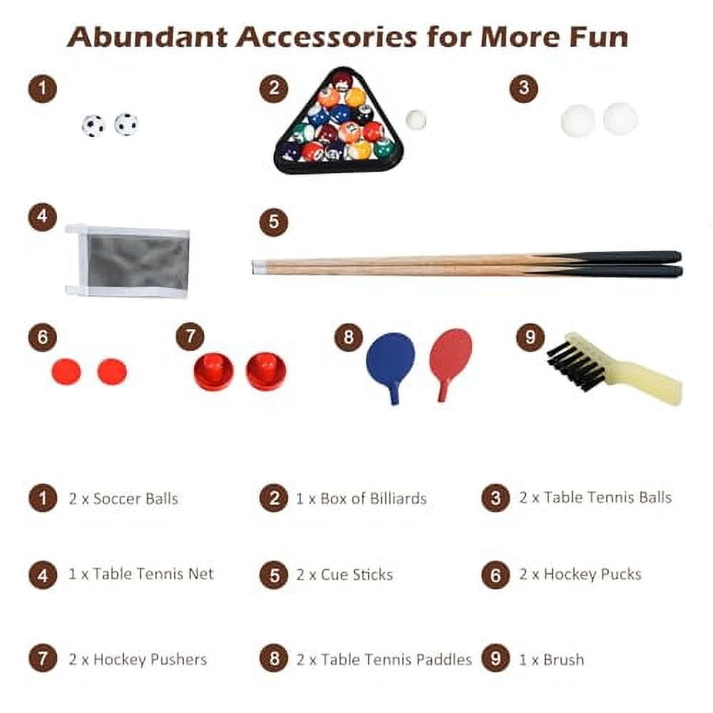 Giantex 4-in-1 Combination Game Table, with Soccer, Hockey, Billiards ...