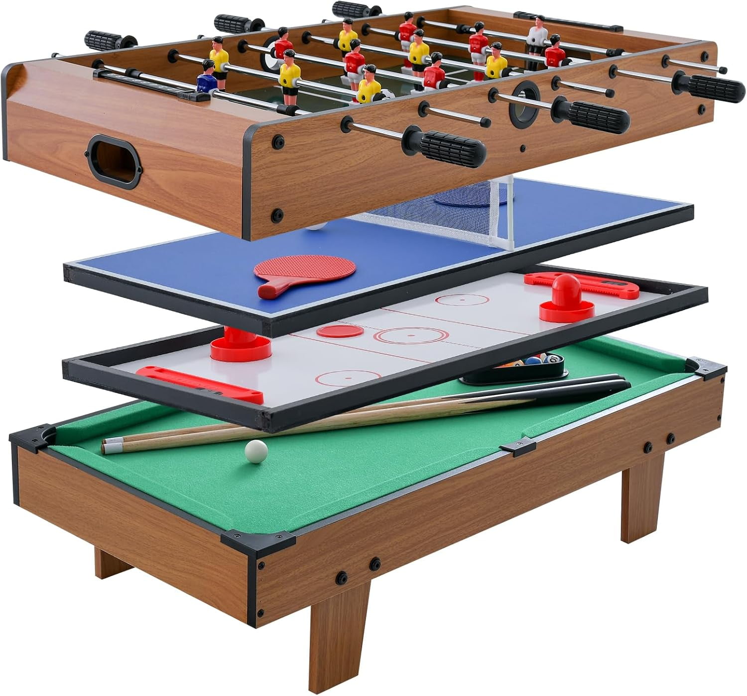 Giantex 4-in-1 Combination Game Table, with Soccer, Hockey, Billiards, Table Tennis, Perfect for ...