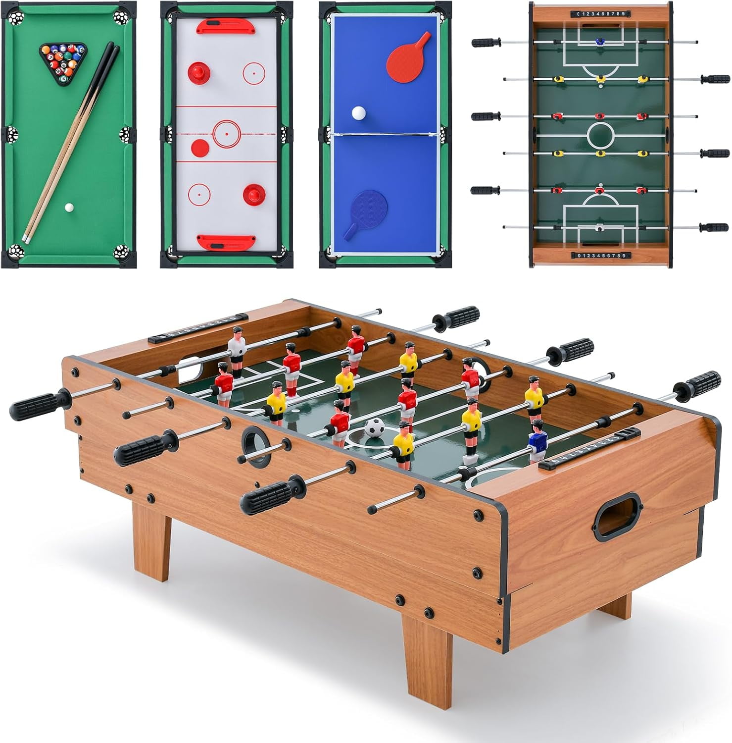 Giantex 4-in-1 Multi Game Table, Combo Foosball Game Table Top w/Billiards, Ping Pong, Push ...