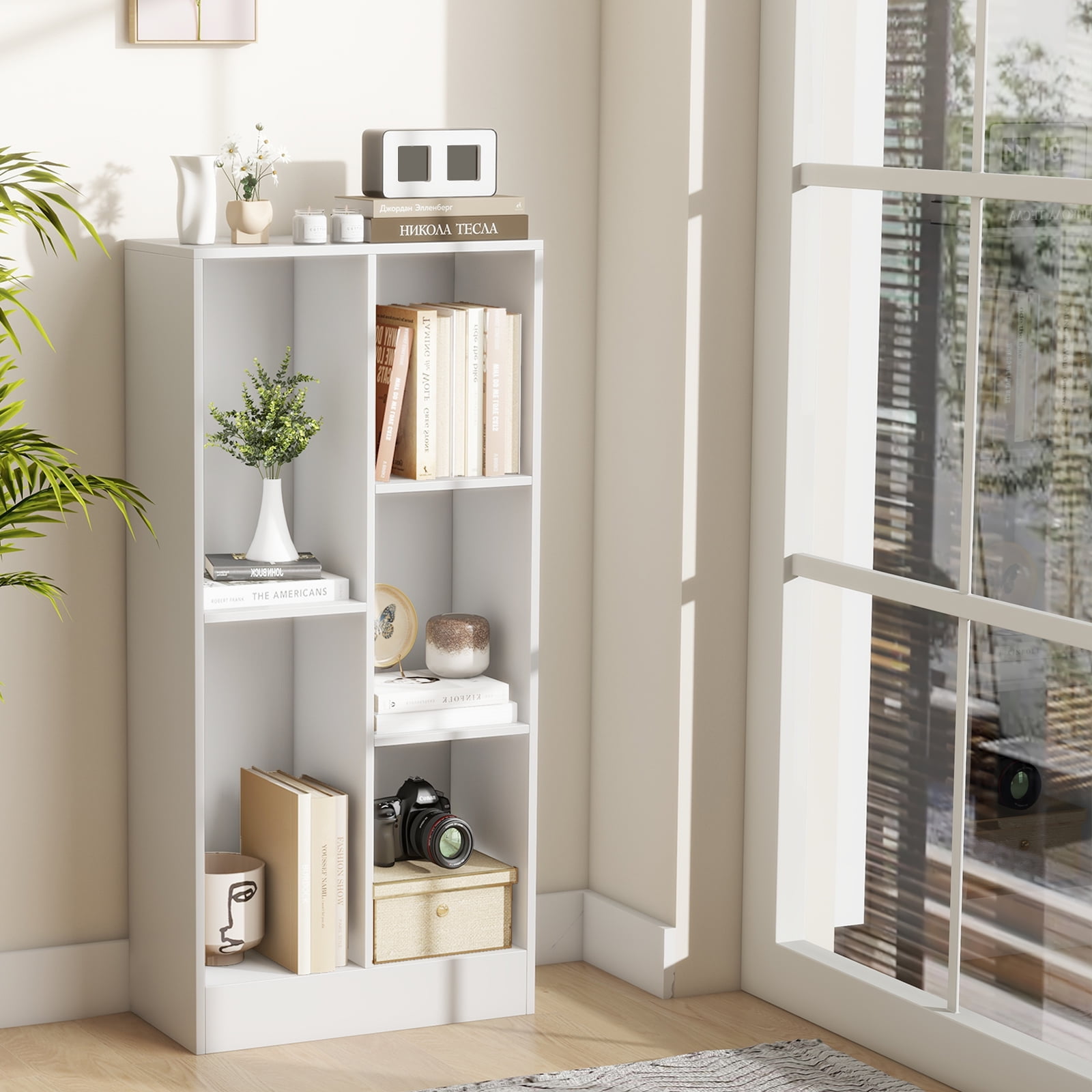 Giantex 5-Cube Bookcase, Freestanding Bookshelf w/ 2 Anti-toppling Kits ...