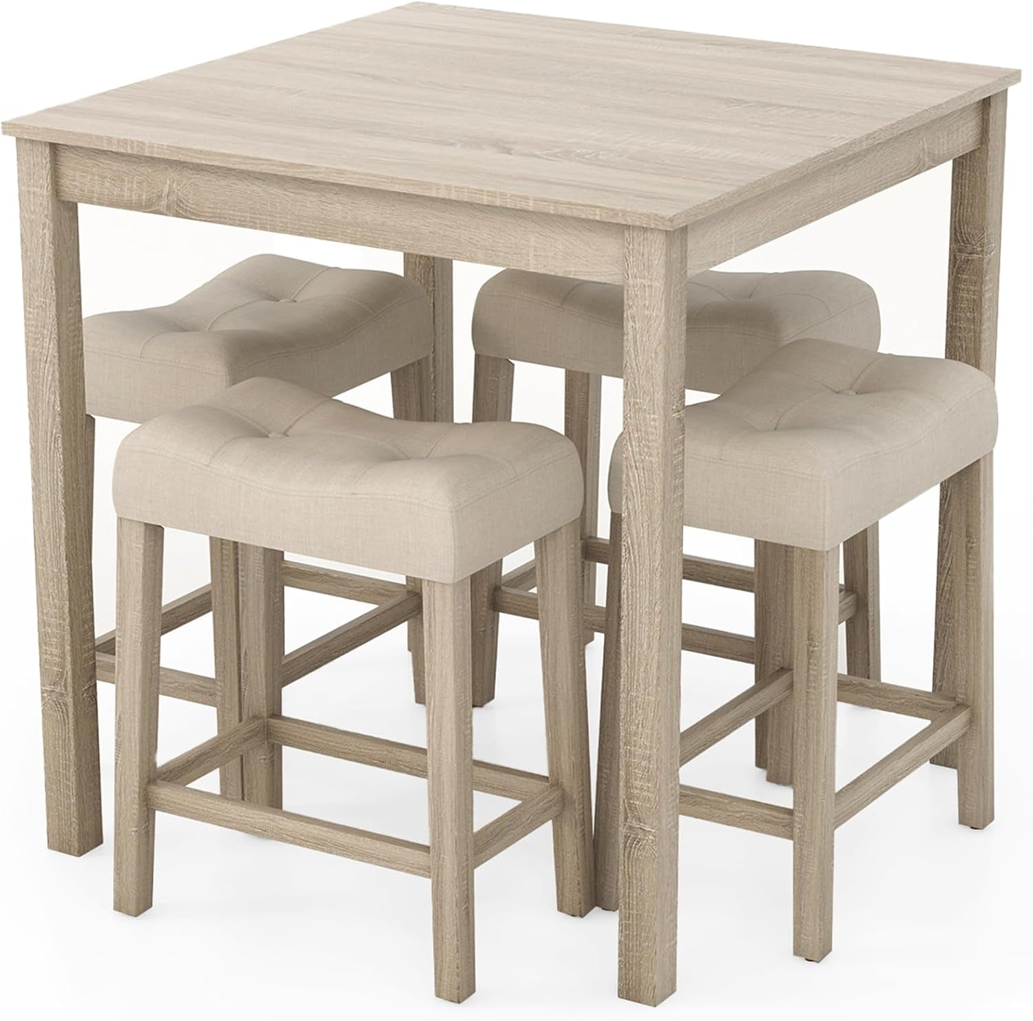 Giantex 5-Piece Bar Table Set with 35”x35 Square Table, 18”x11 Padded ...