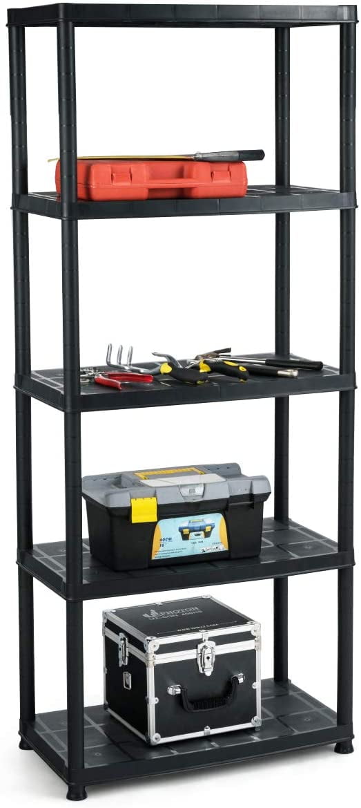 Giantex 5-Tier Heavy Duty Storage Shelving Rack, Freestanding, Black ...