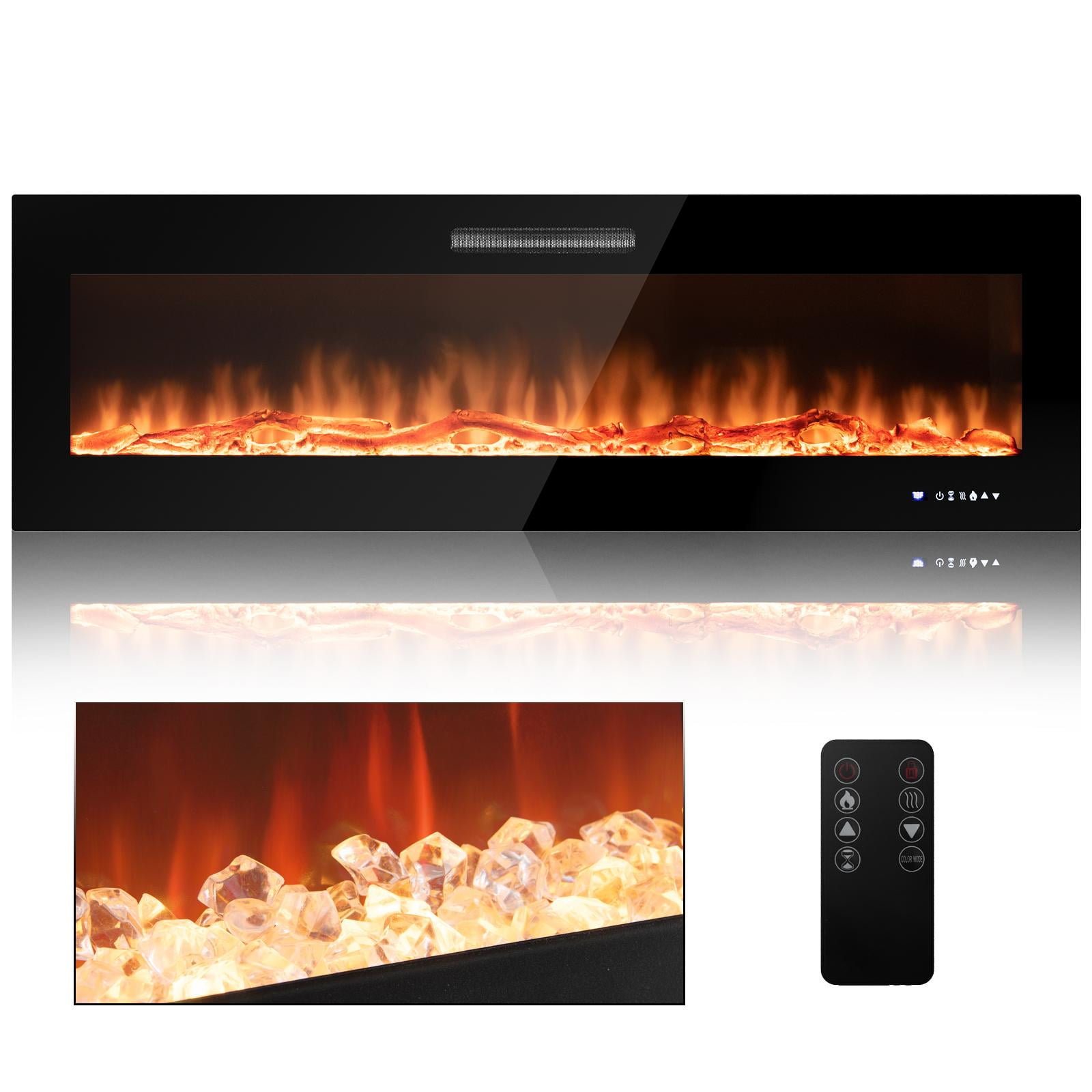 Giantex 50/60 Inch Recessed & Wall Mounted Electric Fireplace w/Log and ...