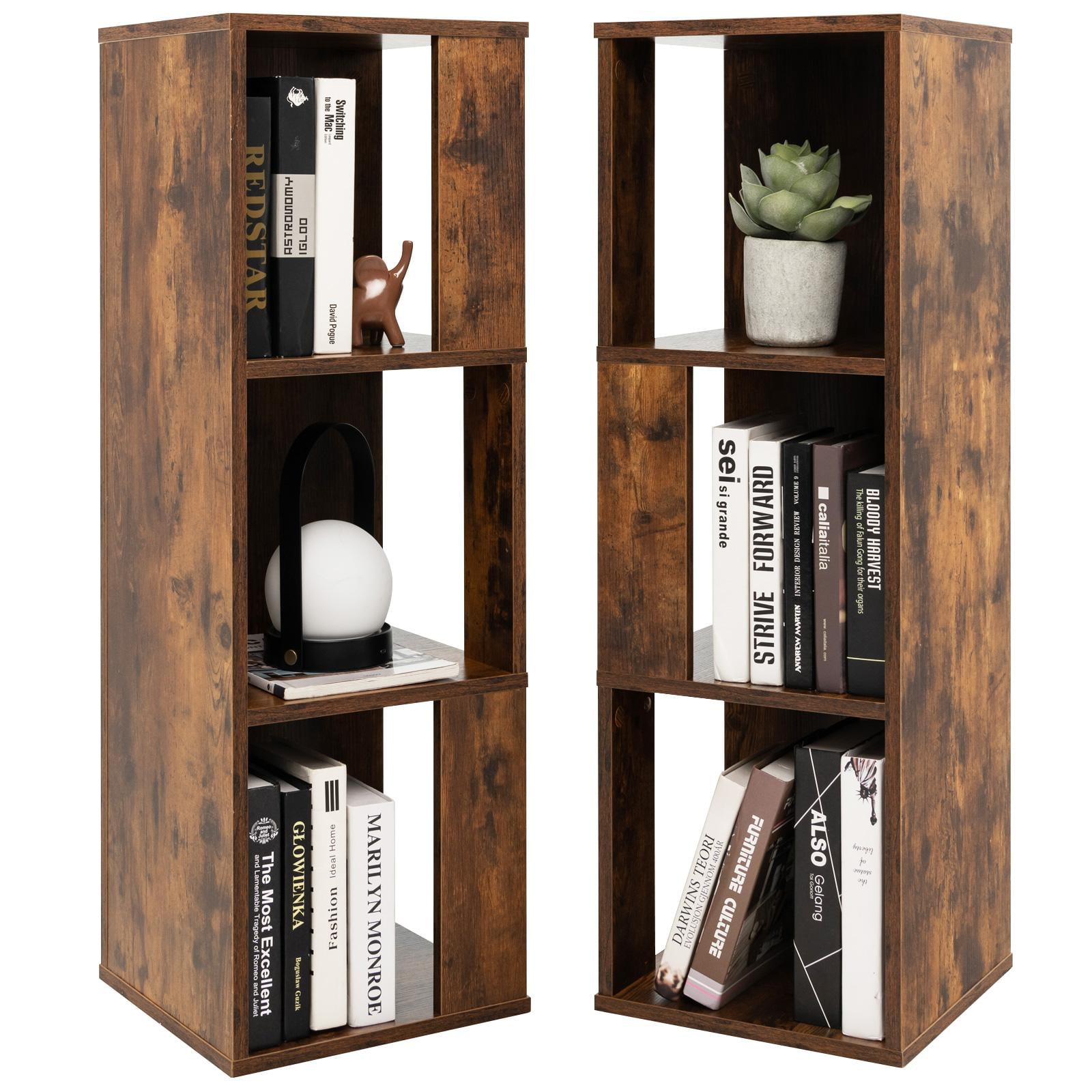 Giantex 6 Cube Wooden Bookcase, Freestanding Shelf with Anti-toppling ...