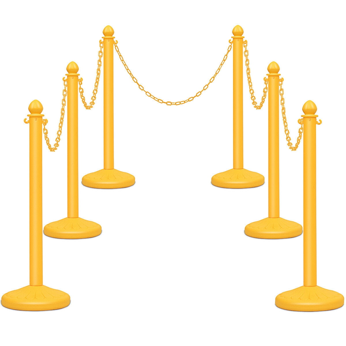 Giantex 6PCS Plastic Stanchion Set, Crowd-Control Barrier, Indoor ...