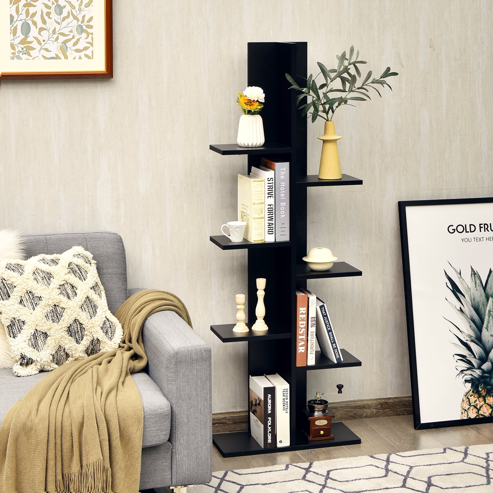 Giantex 7-Tier Bookshelf, Multipurpose Space-Saving Storage Display ...