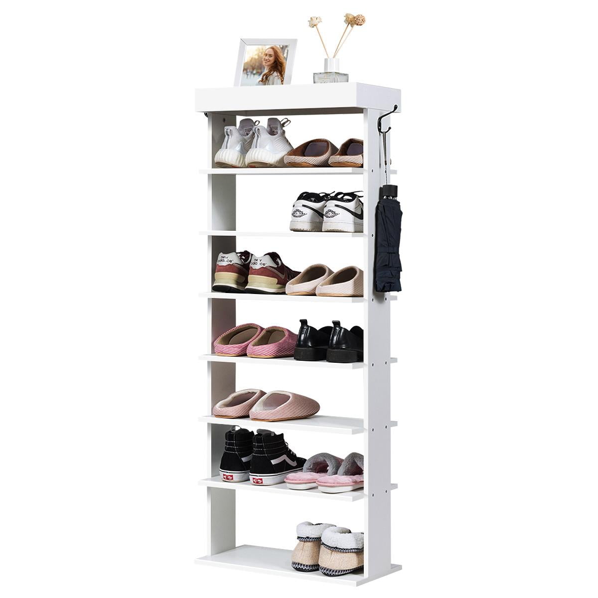 Giantex 7-Tier Wooden Shoe Rack, Space Saving Vertical Shoe Storage ...