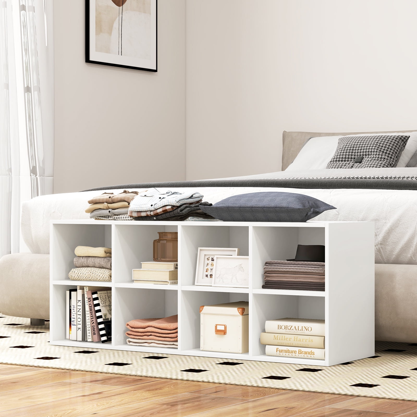 Giantex 8-Cubby Shoe Storage Bench, Entryway Shoe Rack Organizer ...