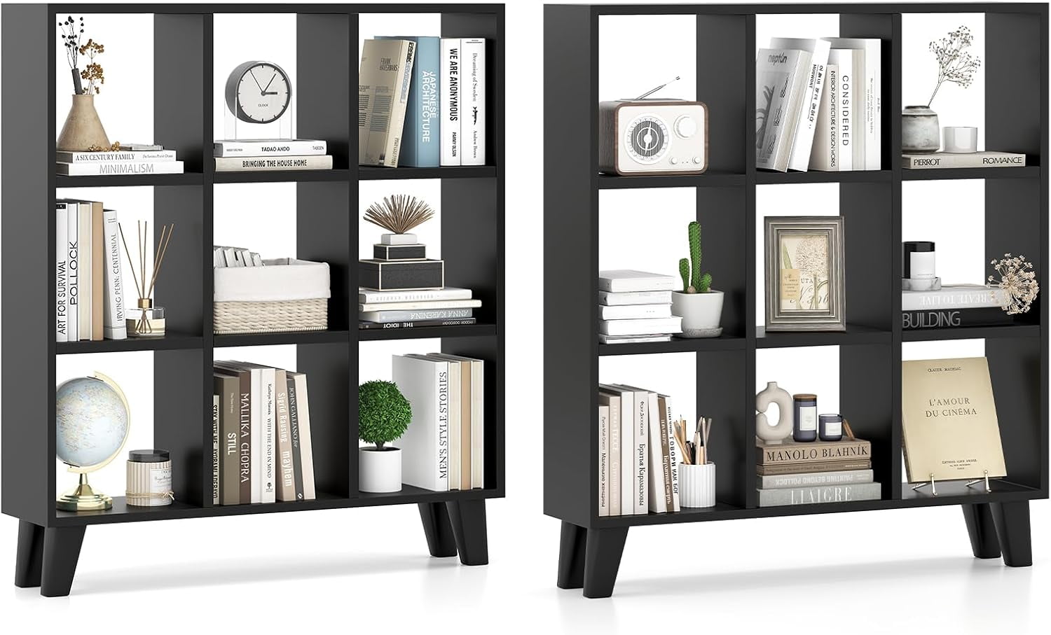Giantex 9-Cube Open Bookcase, 3-Tier Freestanding Bookshelf with 4 ...