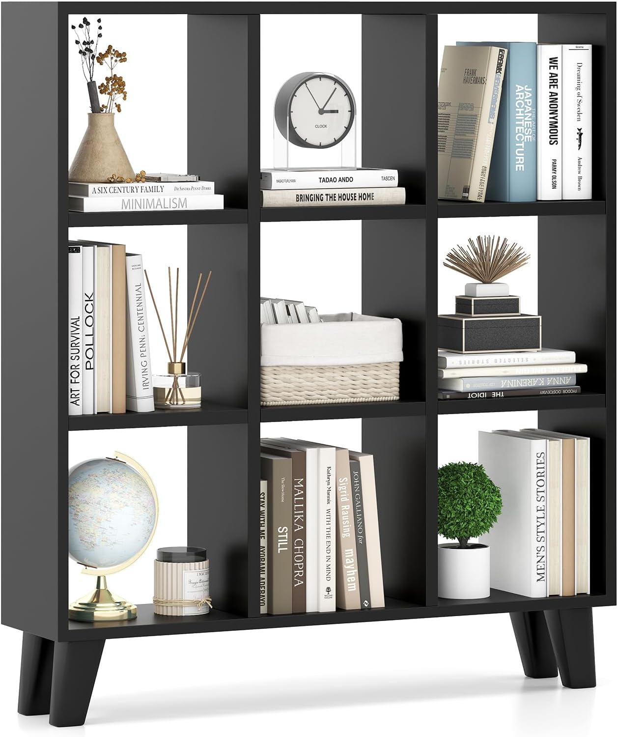 Giantex 9-Cube Open Bookcase, 3-Tier Freestanding Bookshelf with 4 ...