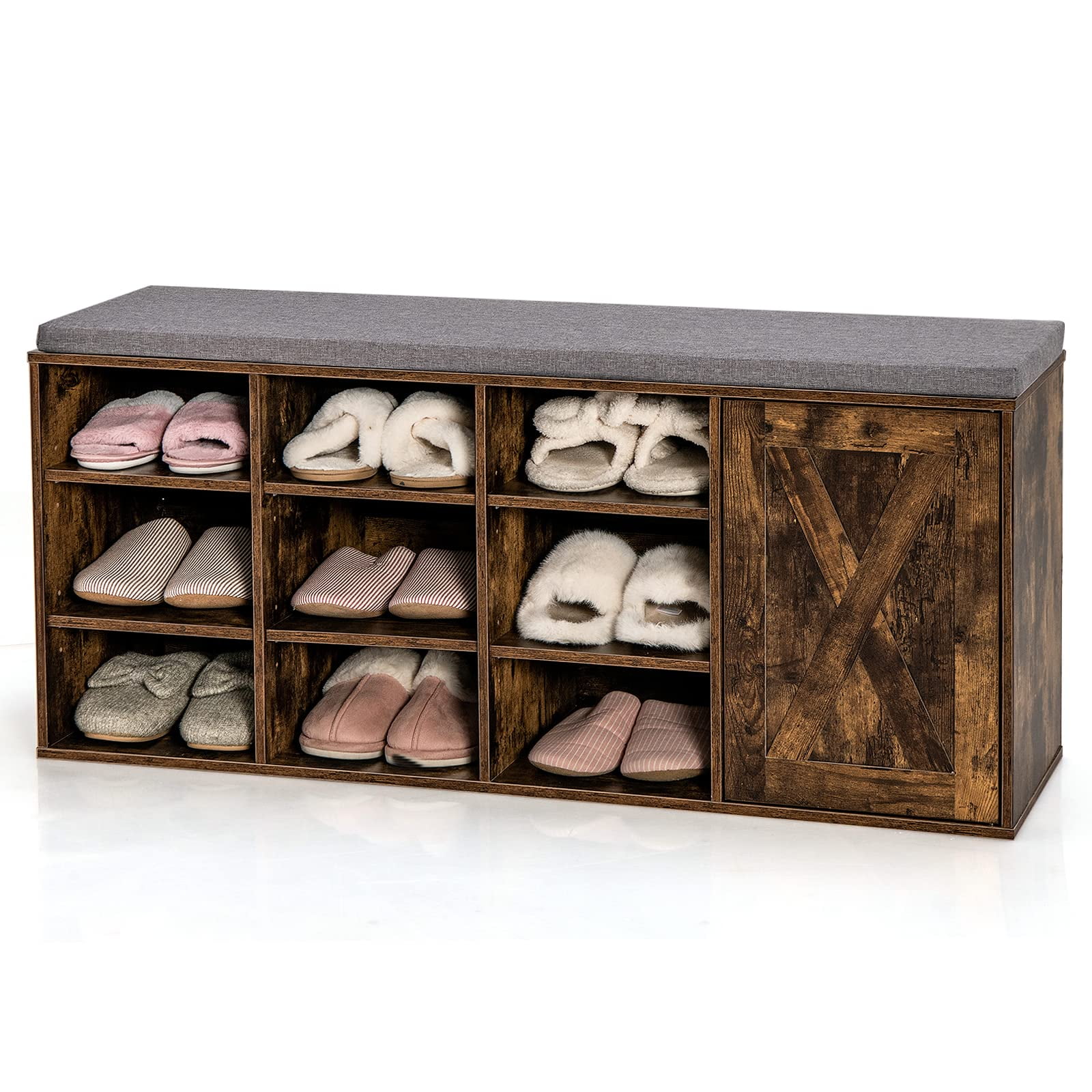 Giantex 9 Cubes Shoe Bench with Storage, Adjustable Shelves Storage ...