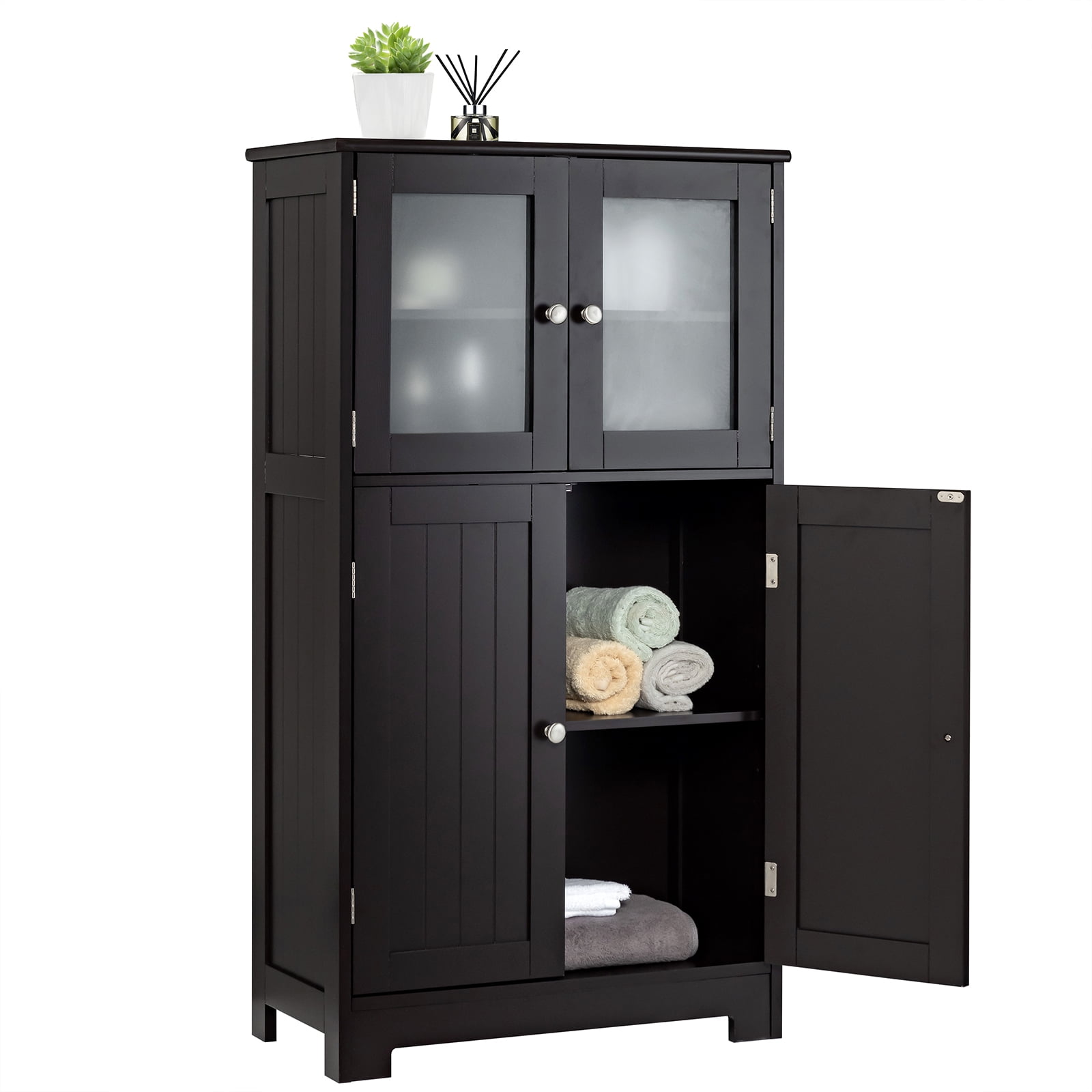 Giantex Bathroom Storage Cabinet w/Adjustable Shelf, Freestanding ...