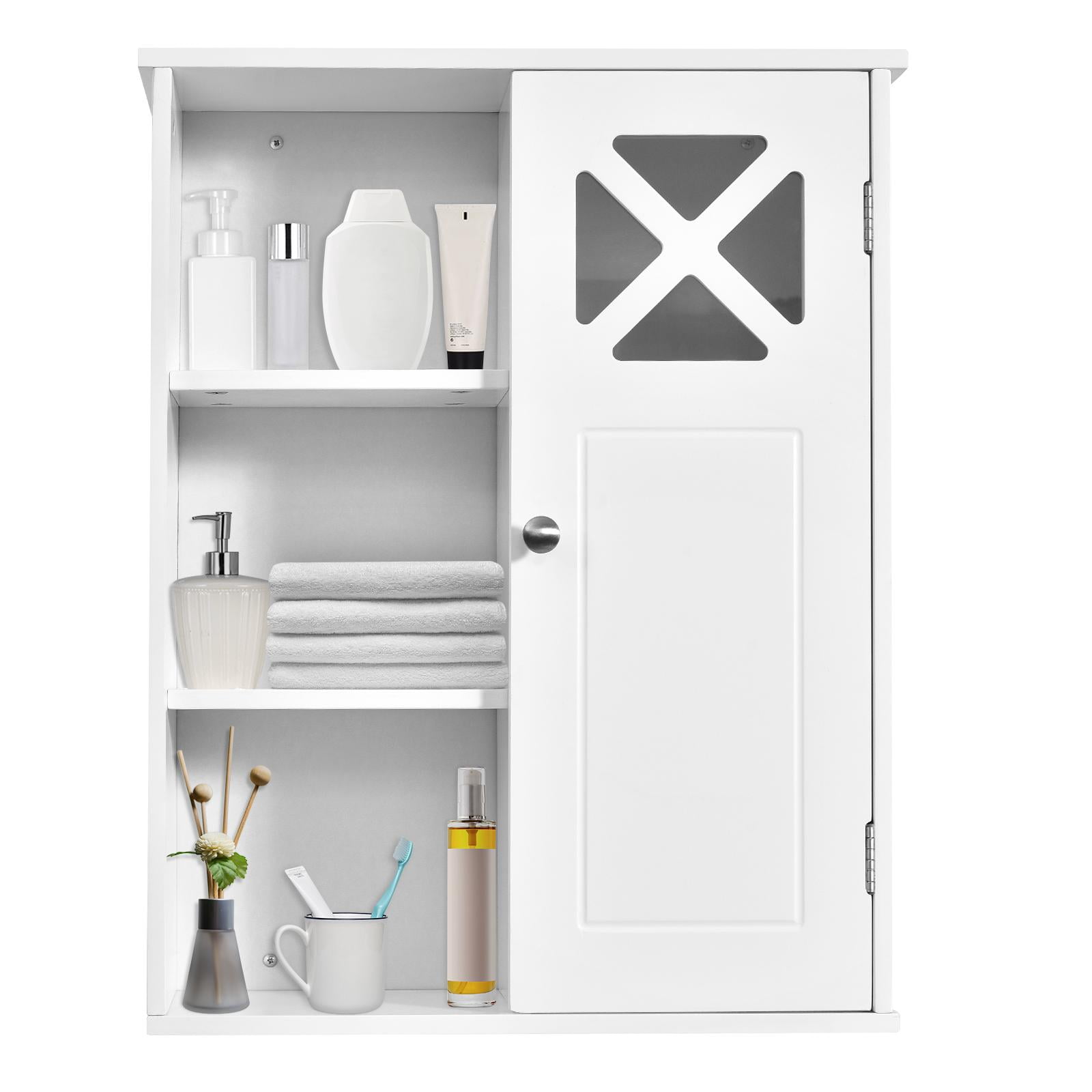 Giantex Wall-Mounted Modern Bathroom Medicine & Storage Cabinet with ...