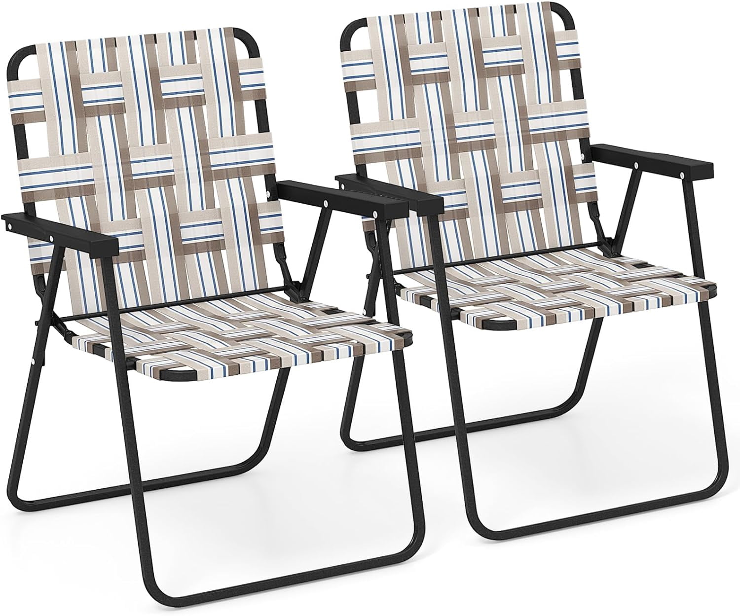 Giantex Beach Chairs for Adults 2-Pack - Camping Chair with Steel Frame ...