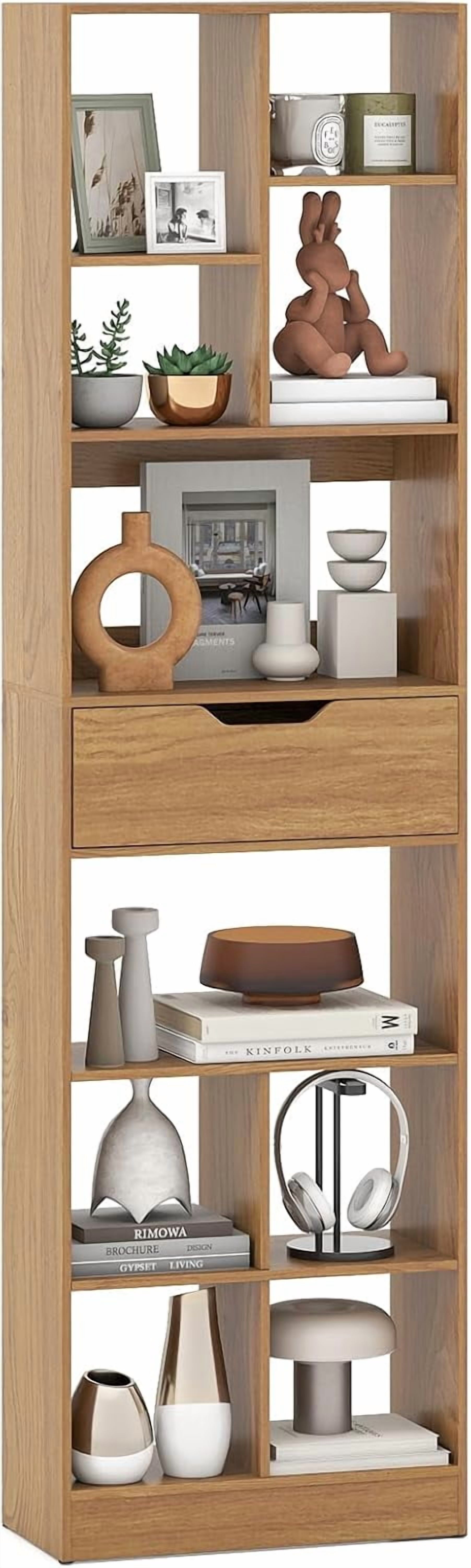 Giantex Bookcase with Drawer, 71" Tall Freestanding Storage Organizer ...