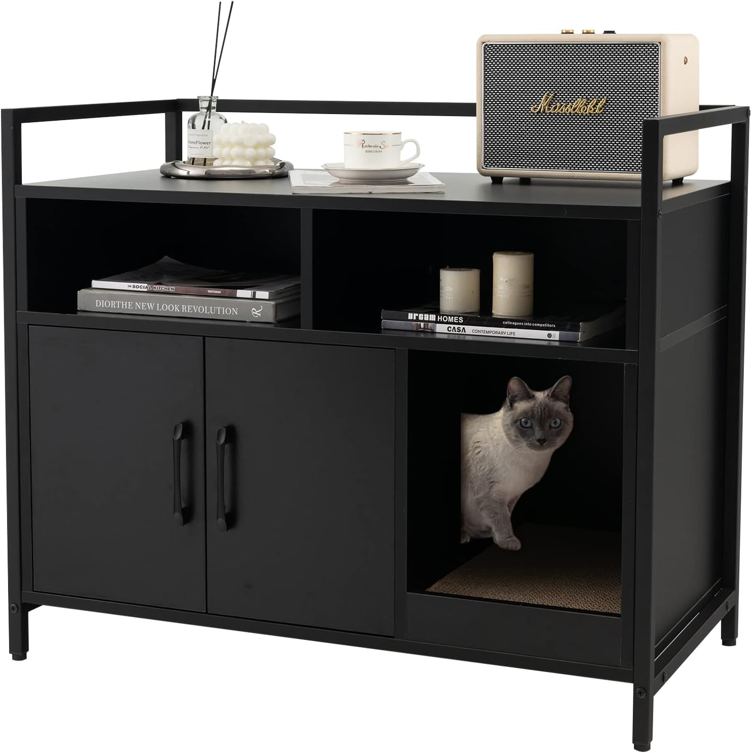 Giantex Cat Litter Box Enclosure - Cat Washroom Hidden Furniture with ...