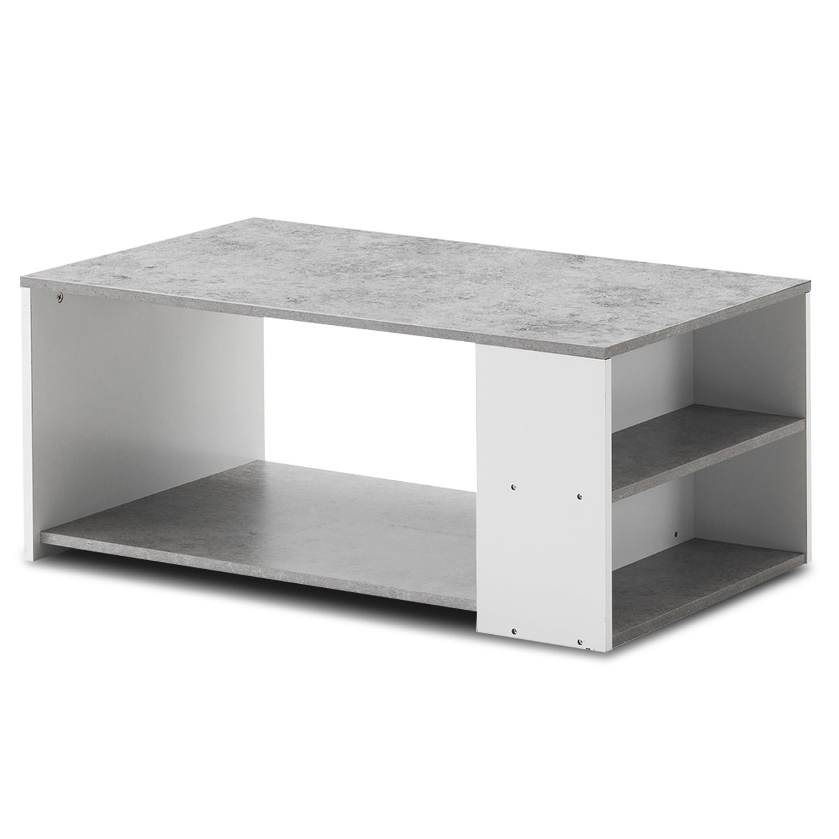 Giantex Coffee Table with Ample Storage Shelves, Smooth Surface & Extra ...
