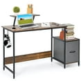 Giantex Computer Desk w/Reversible Fabric Drawer, Industrial Sturdy ...