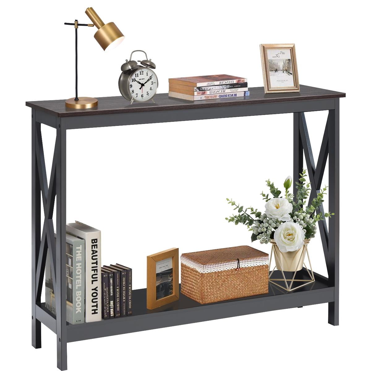 Giantex Console Table, Sofa Side Table w/Heavy-Duty Support & X-Shaped ...