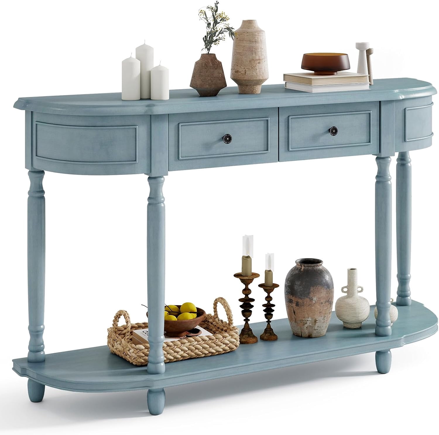 Giantex Console Table with Storage, 52” Long Sofa Table with 2 Drawers ...
