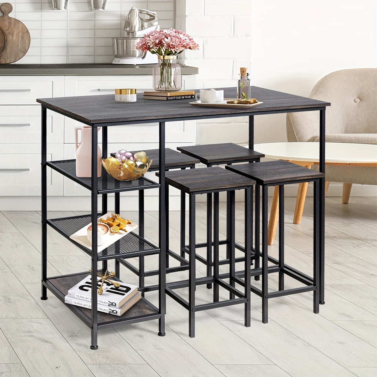 Giantex Counter Height Pub Table, Modern Dining Table w/Metal Frame, 3 ...