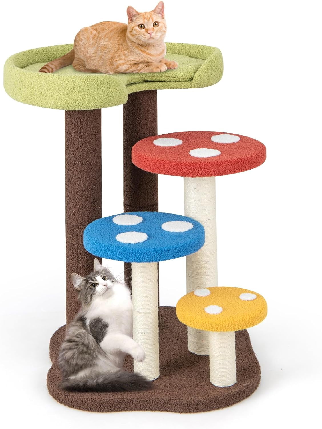 Giantex Cute Cat Tree - 37 Inches Mushroom Cat Tower with 3 Full ...