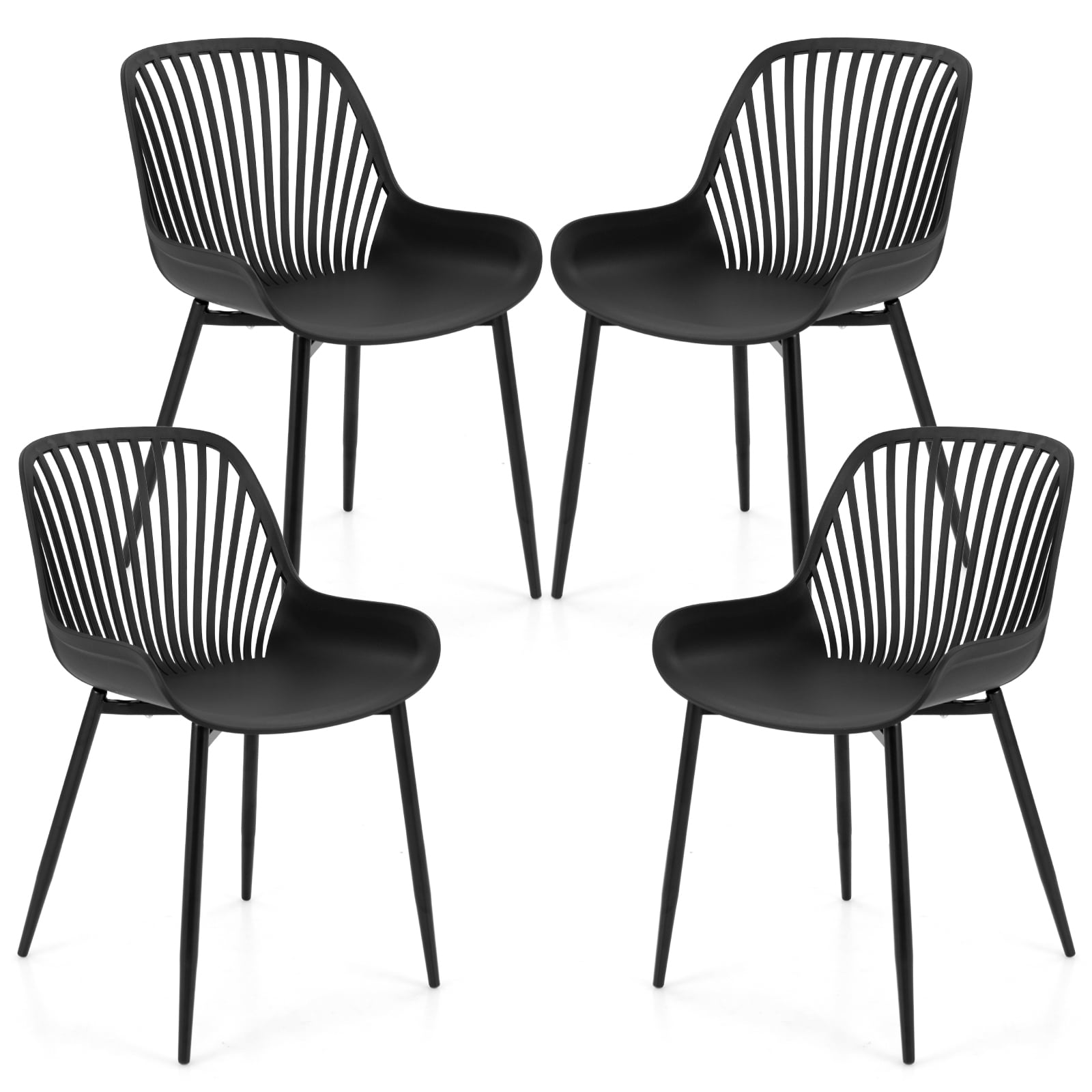 Giantex Dining Chair Set of 4, Modern Plastic Kitchen Chairs w/Metal ...