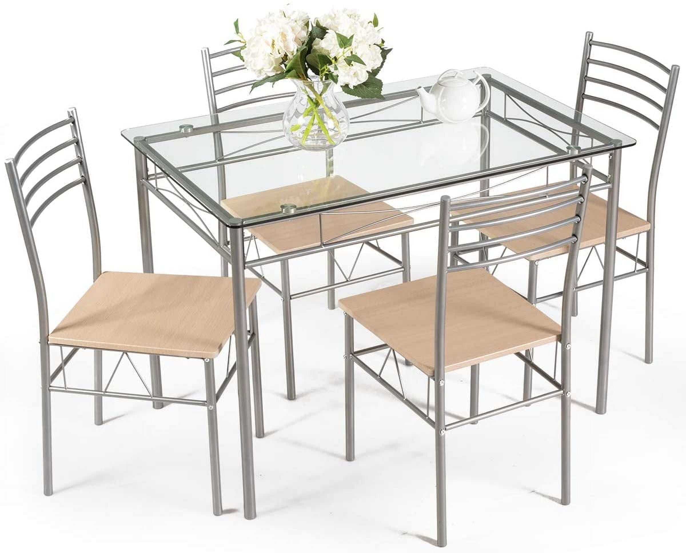 Giantex Dining Table Set for 4, 5-Piece Kitchen Table Chairs Set of 4 ...