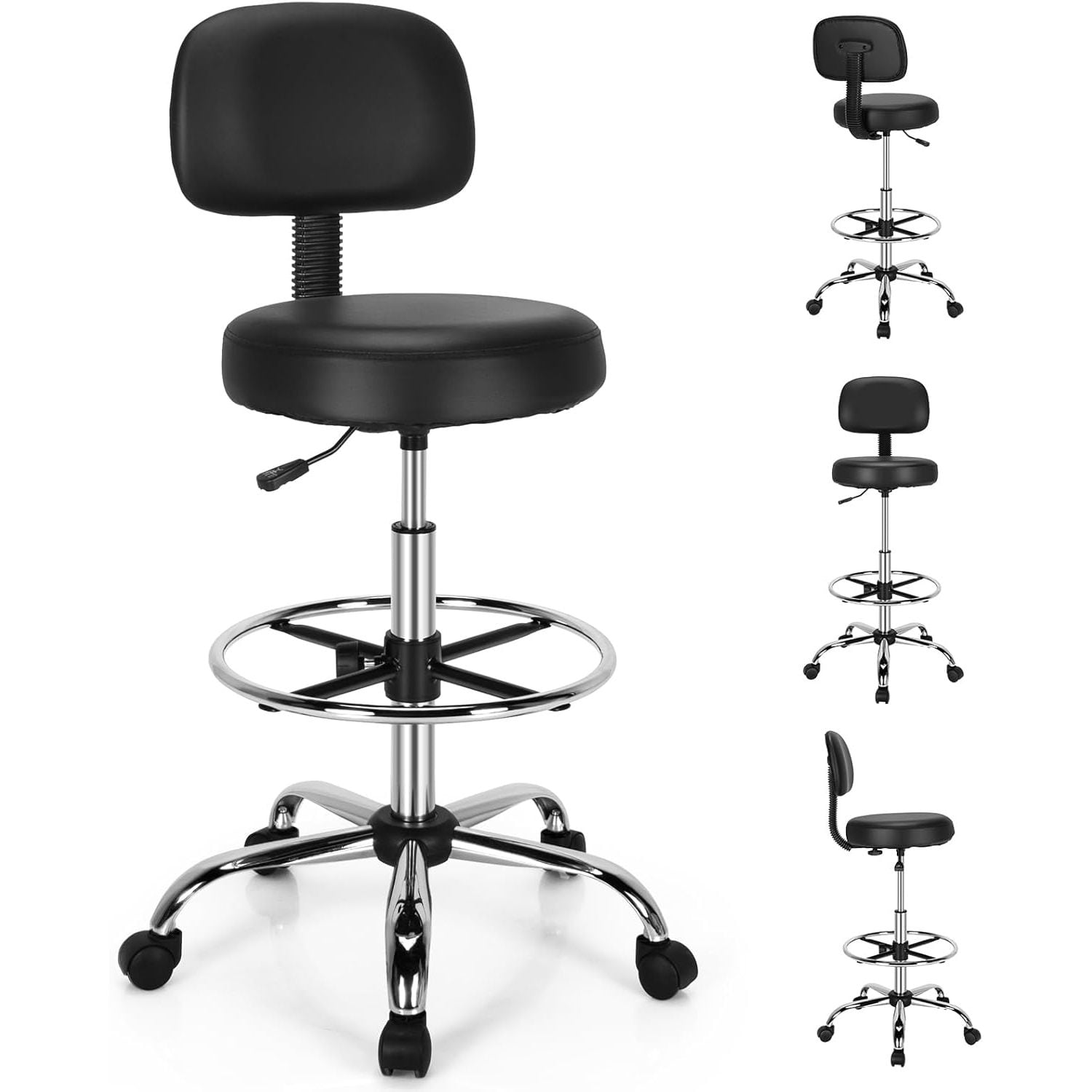 Giantex Drafting Chair, Leather Tall Office Chair with Thickened ...