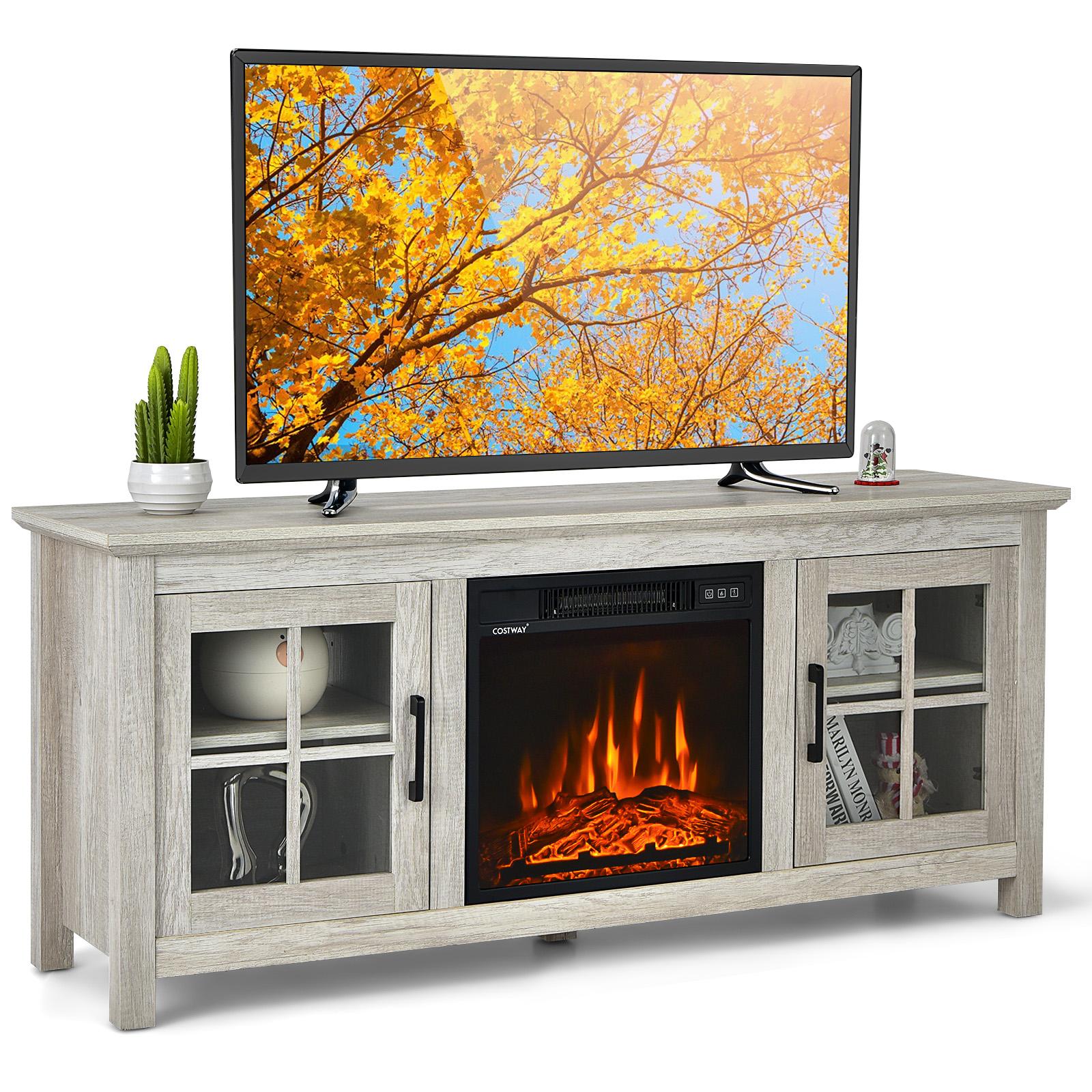 Giantex Electric Fireplace TV Stand, TV Console w/Adjustable Flame ...