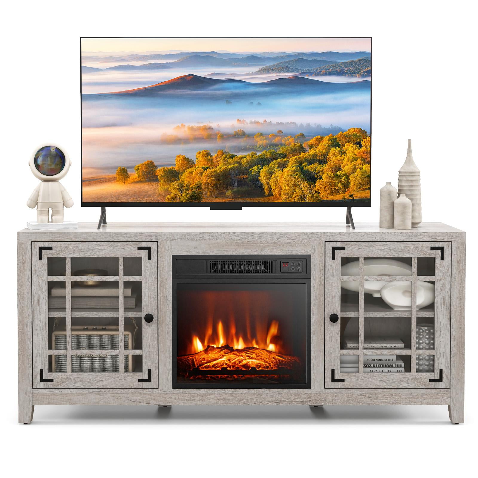 Giantex Electric Fireplace TV Stand, TV Console w/Adjustable Flame ...