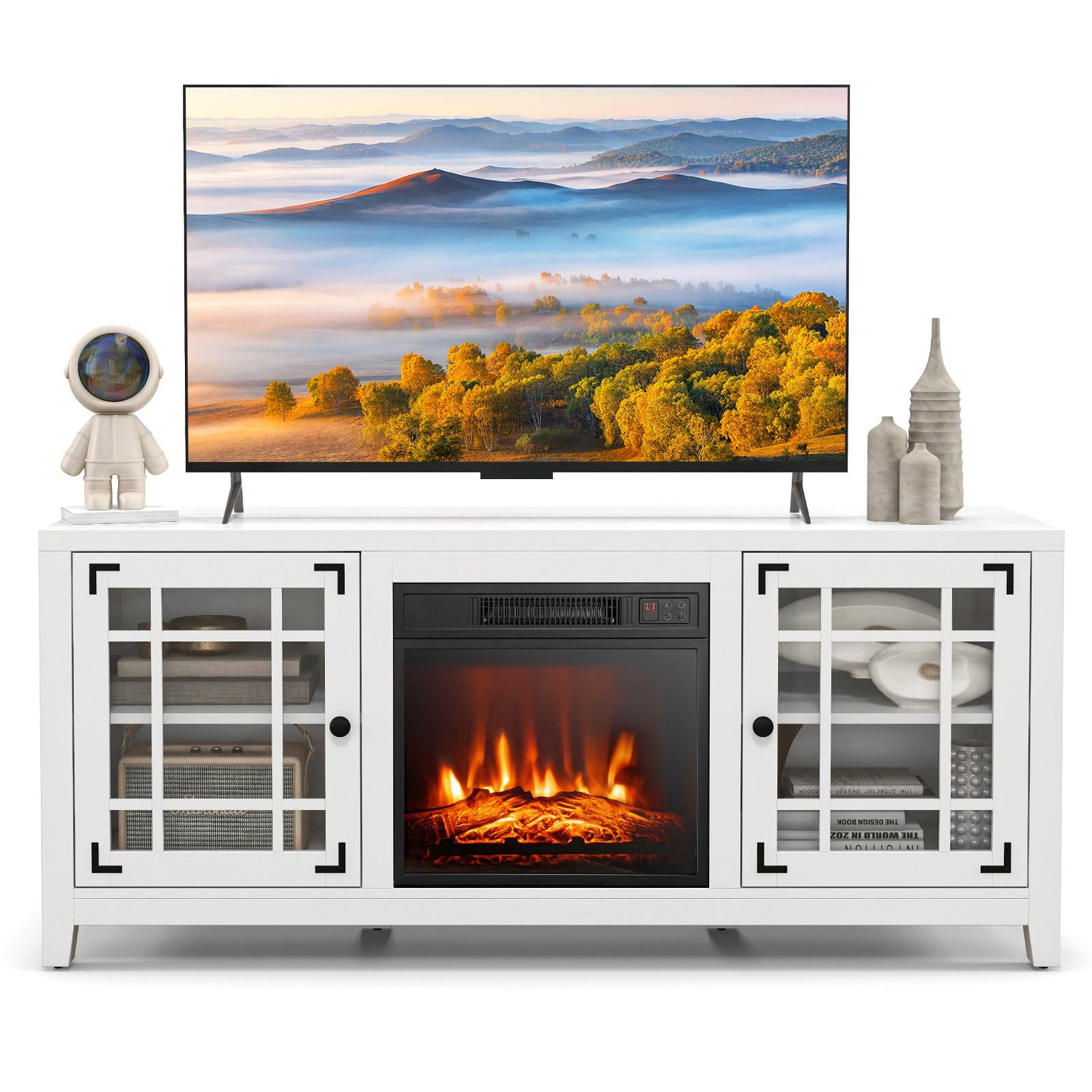 Giantex Electric Fireplace TV Stand, TV Console w/Adjustable Flame ...