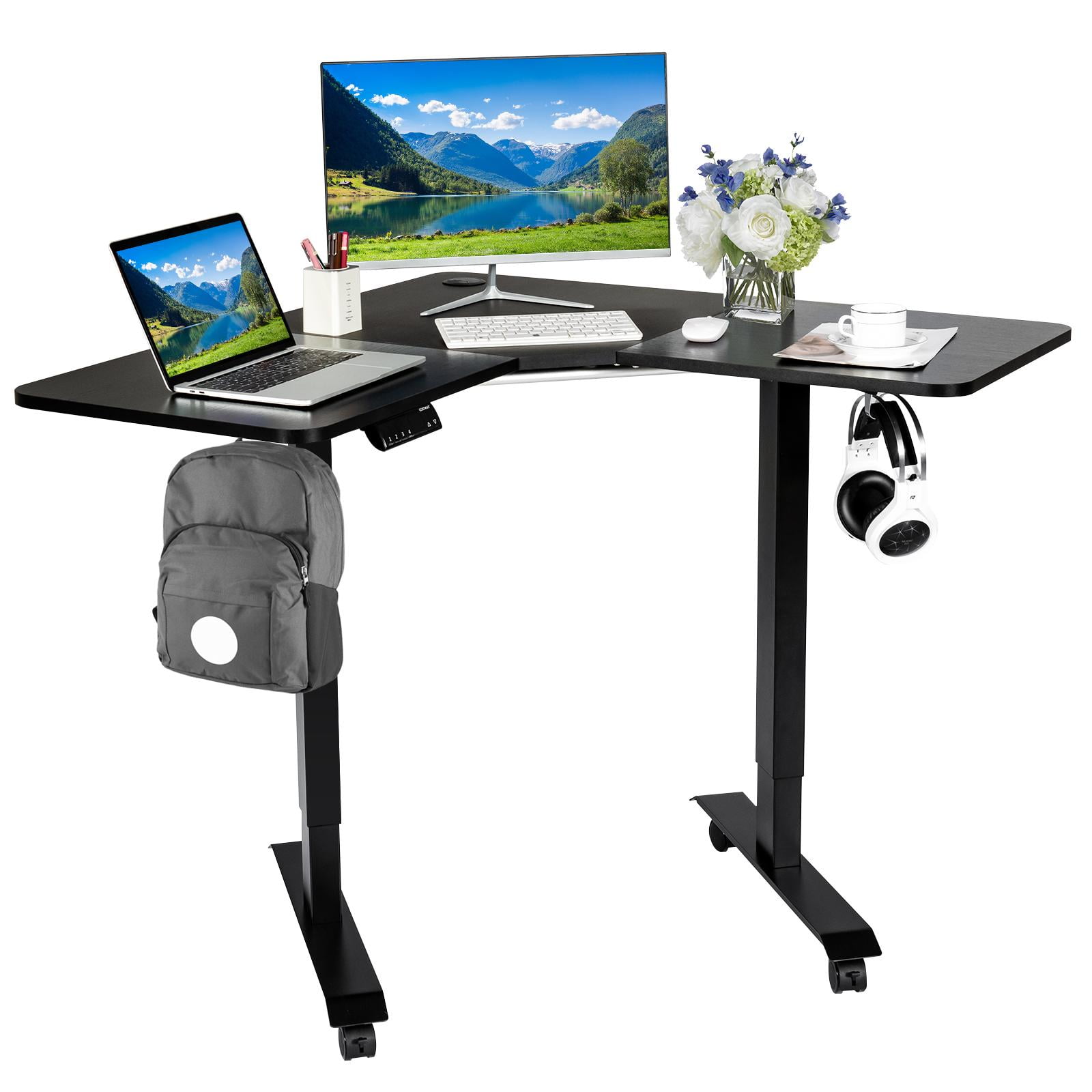 Giantex L-Shaped Electric Standing Desk, Height Adjustable with Rolling ...