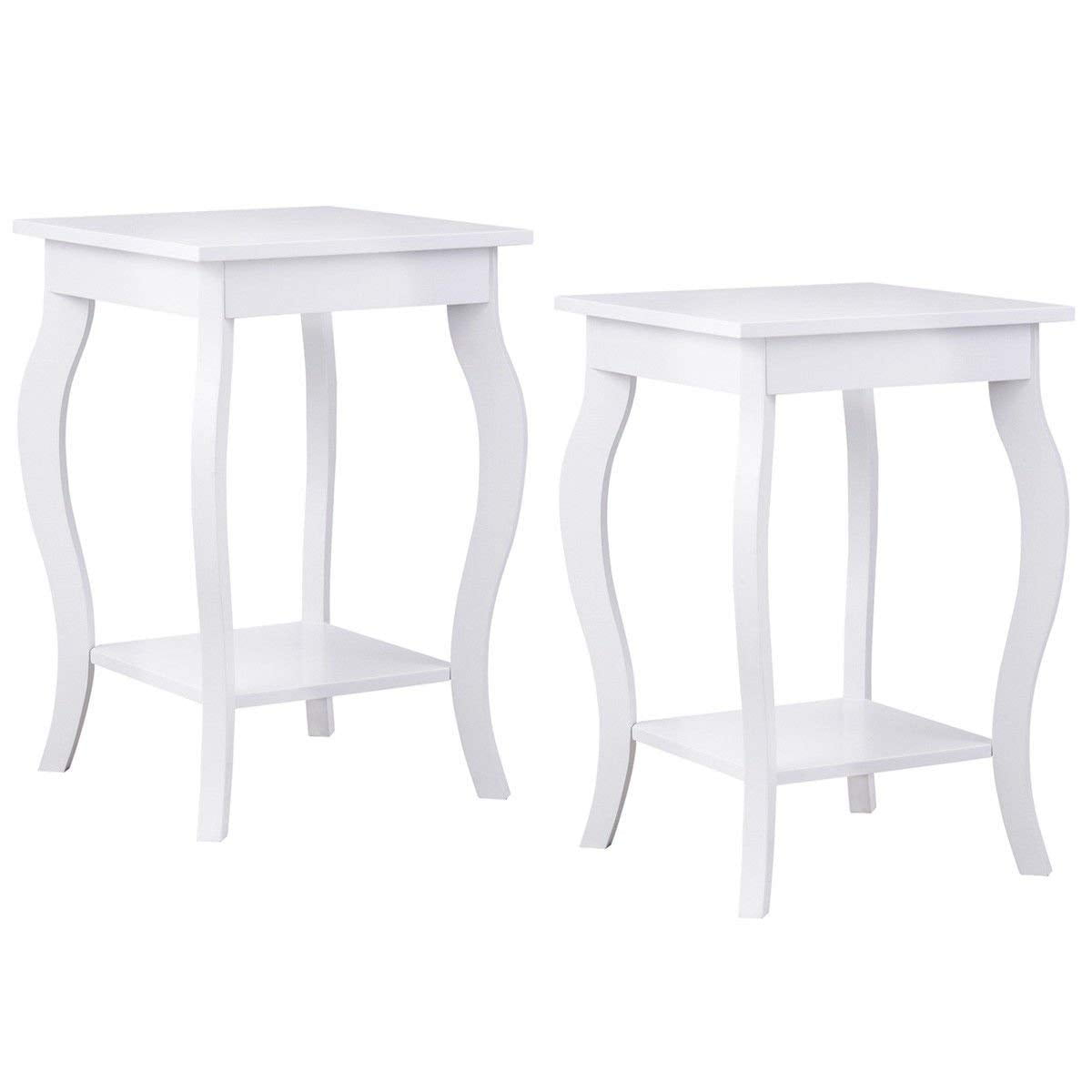 Giantex End Table 16" W/Storage & Shelf Curved Legs Home Furniture for ...